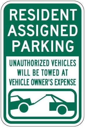 New Metal Sign Aluminum Sign Resident Assigned Parking Tow Away Signs ...