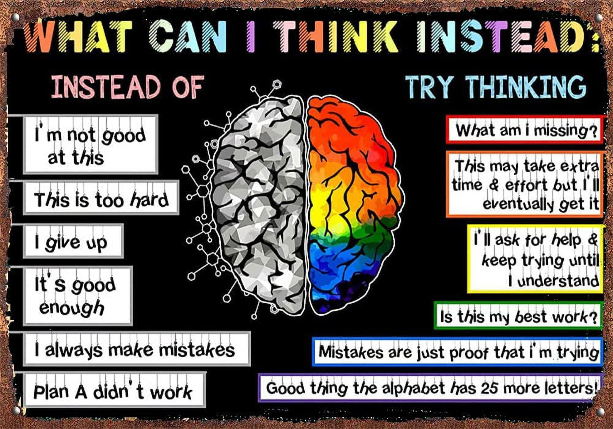 New Metal Tin Sign Teacher Poster, What Can I Think Instead of Trying ...