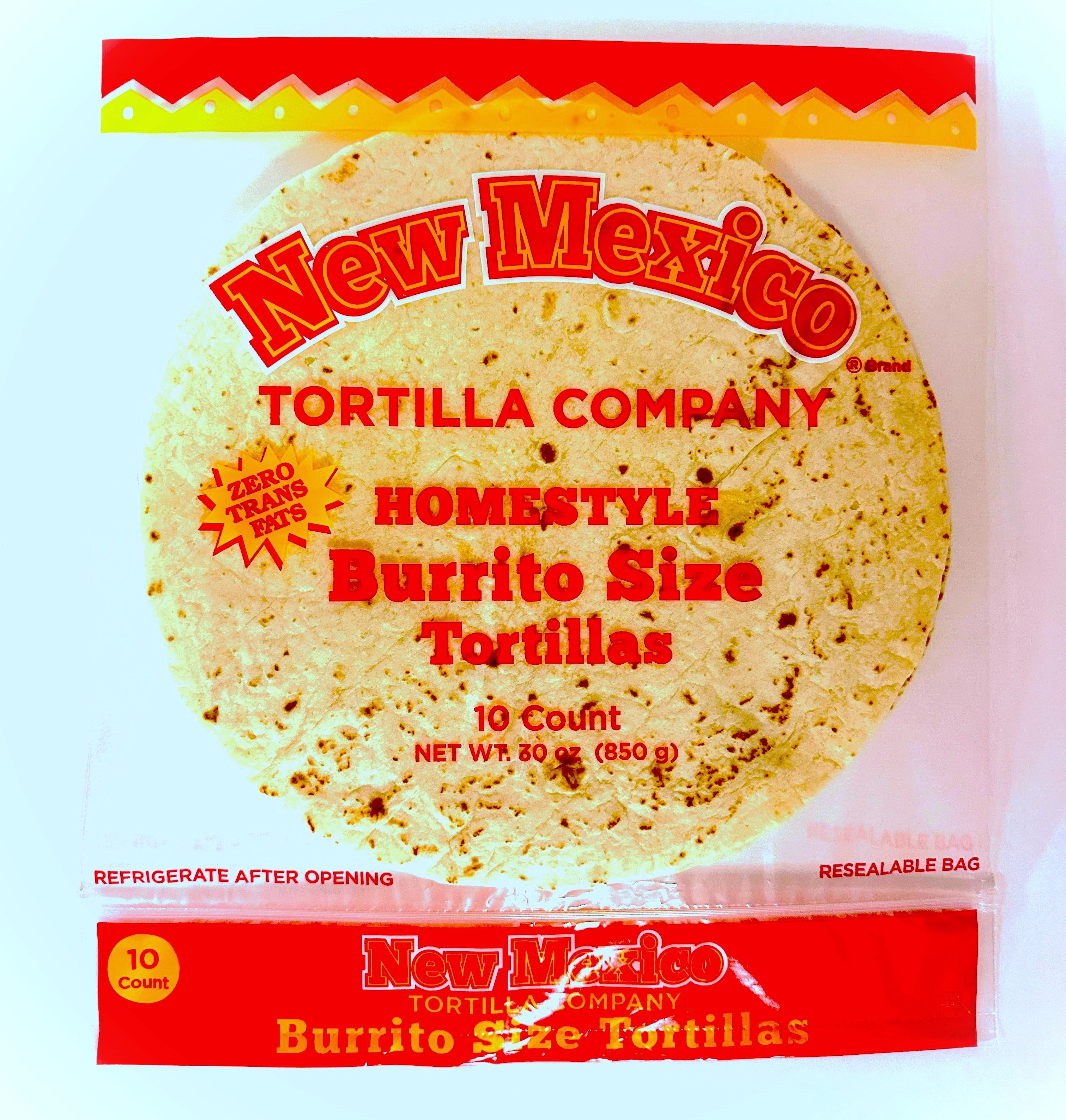New Mexico Tortilla Company 10" Homestyle Burrito Size Flour Tortillas ...