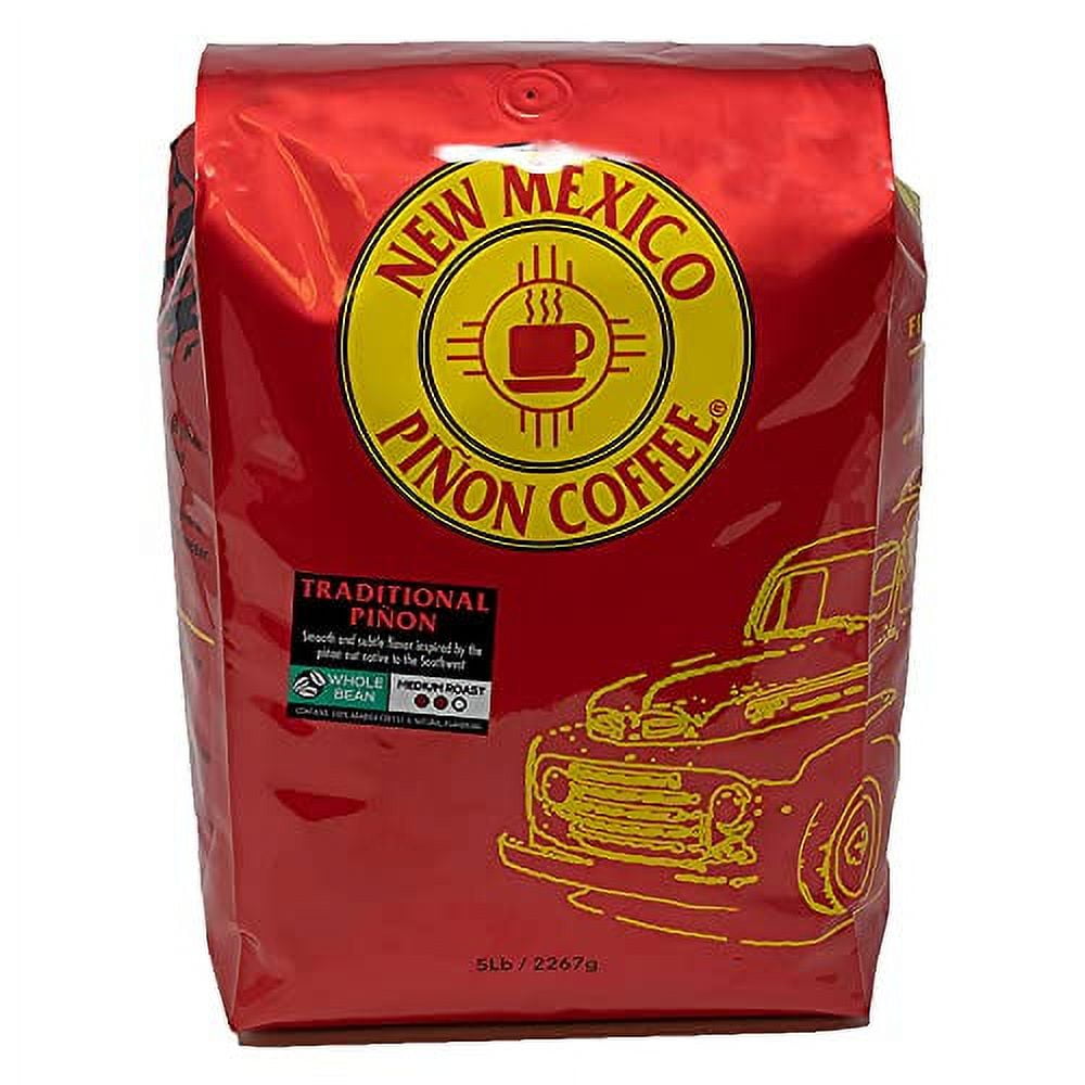 New Mexico Piñon Coffee Naturally Flavored Coffee (Traditional Piñon Whole Bean, 5 pound ...