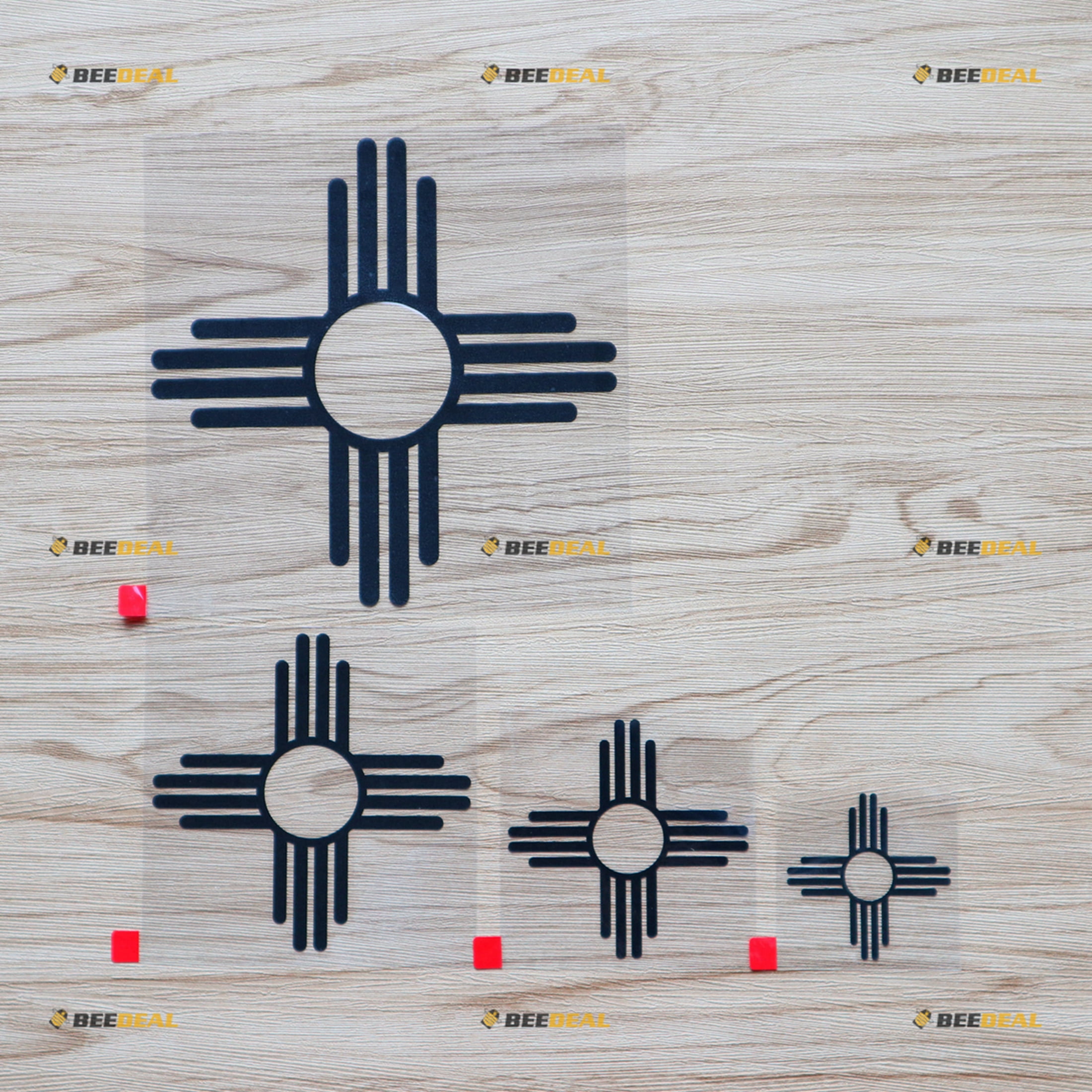 New Mexico State Flag NM Ancient Zia Sun Vinyl Decal Sticker - 4 Pack ...