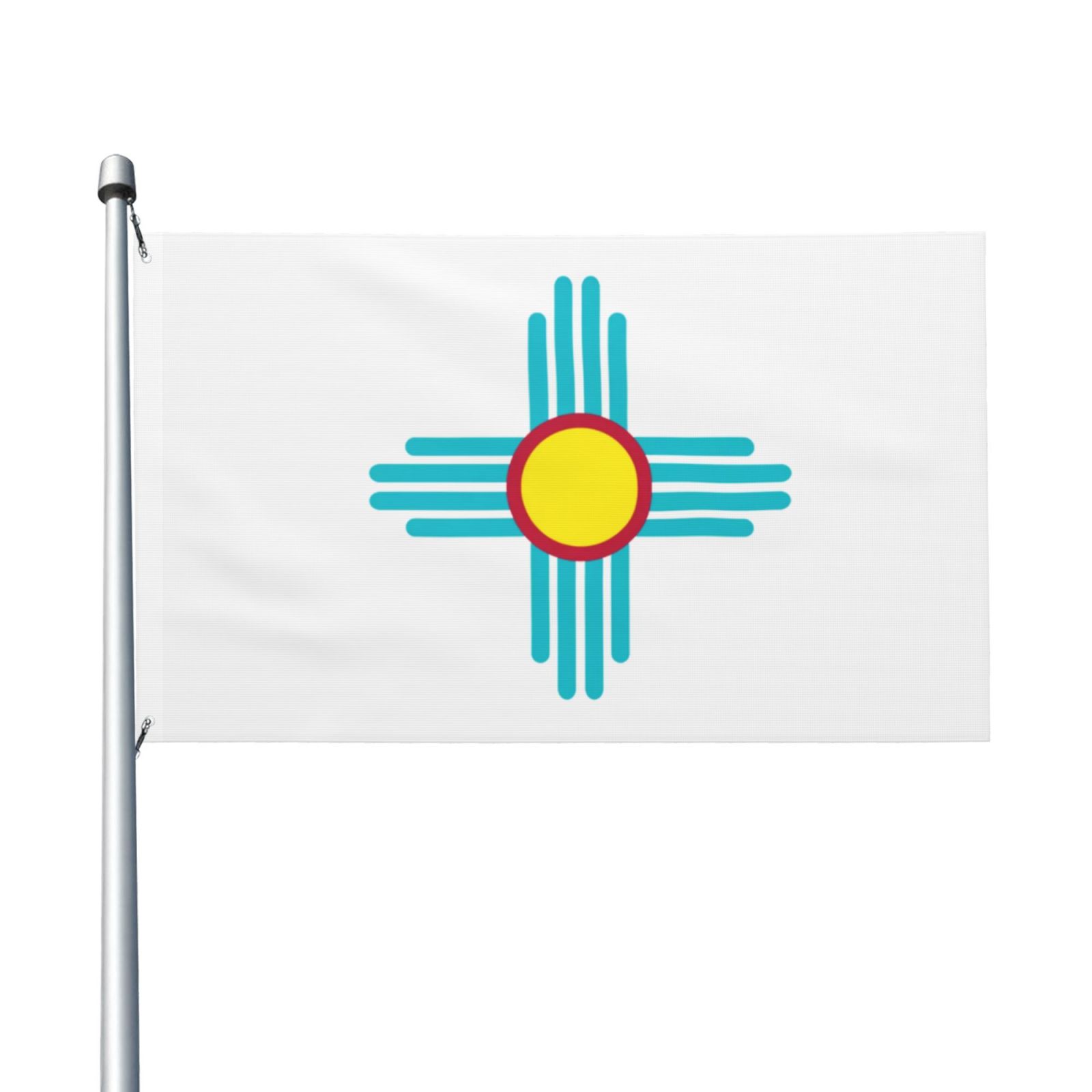 New Mexico Zia Sun In Turquoise Blue The Double Sided Flag 3x5 Feet ...