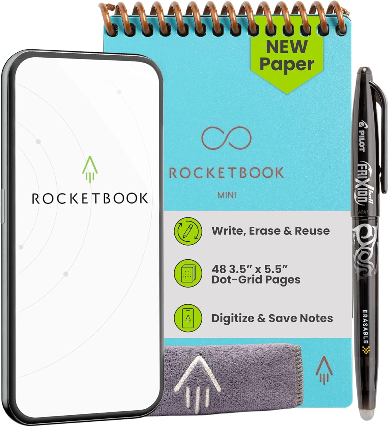 New Mini Reusable Smart Notepad, Pocket Size Notebook 3.5x5.5, Teal ...