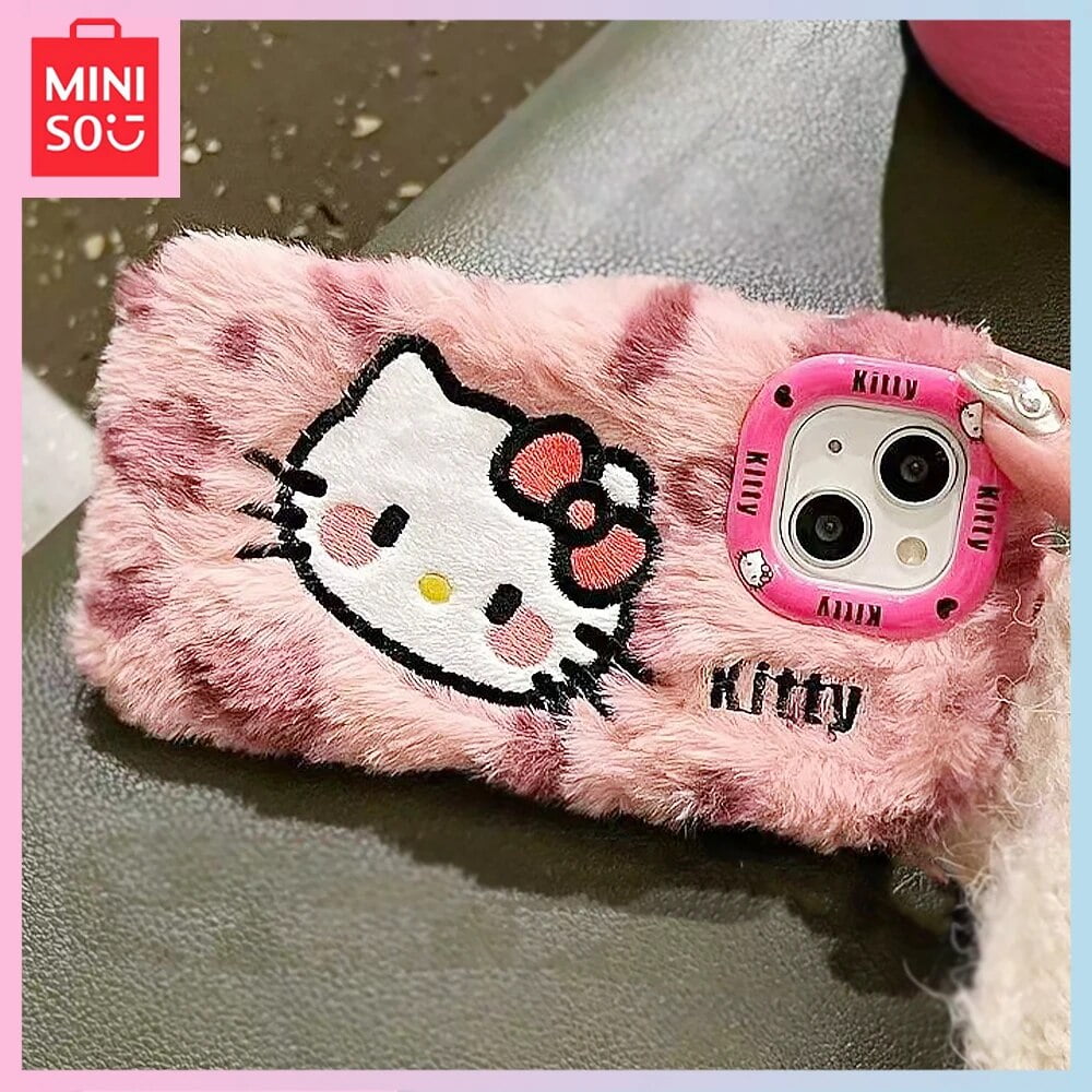 New Miniso Hello Kitty Kawaii Iphone15Promax Cartoon 14Pro Plush 13/12 ...