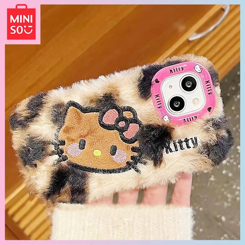 New Miniso Hello Kitty Kawaii Iphone15Promax Cartoon 14Pro Plush 13/12 ...
