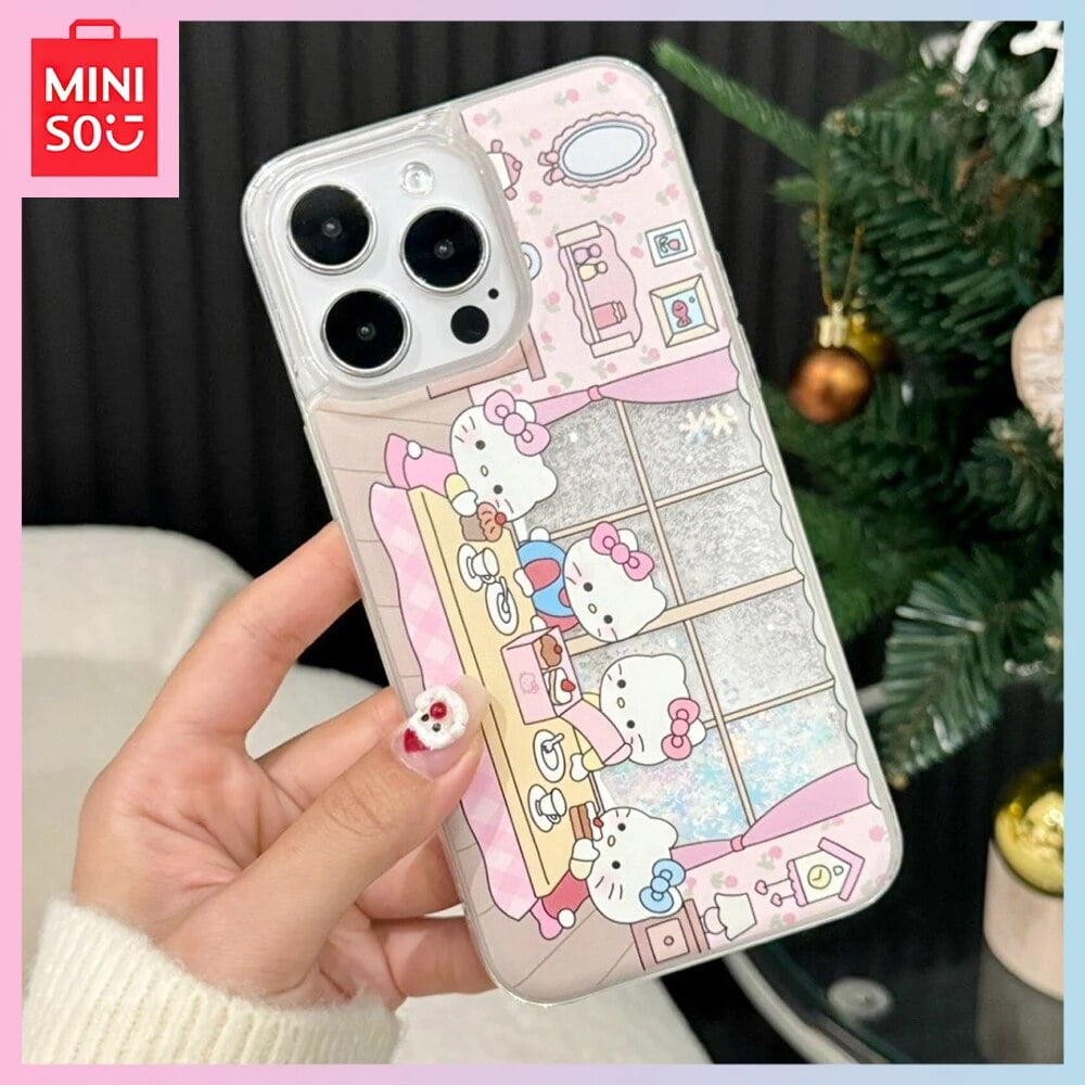 New Miniso Sanrio Hello Kitty Quicksand Cartoon Kawaii Iphone15Promax ...