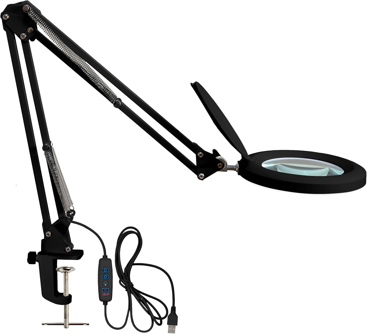 (New Model) LED Magnifying Lamp with Clamp, 5D Magnification, 120 ...