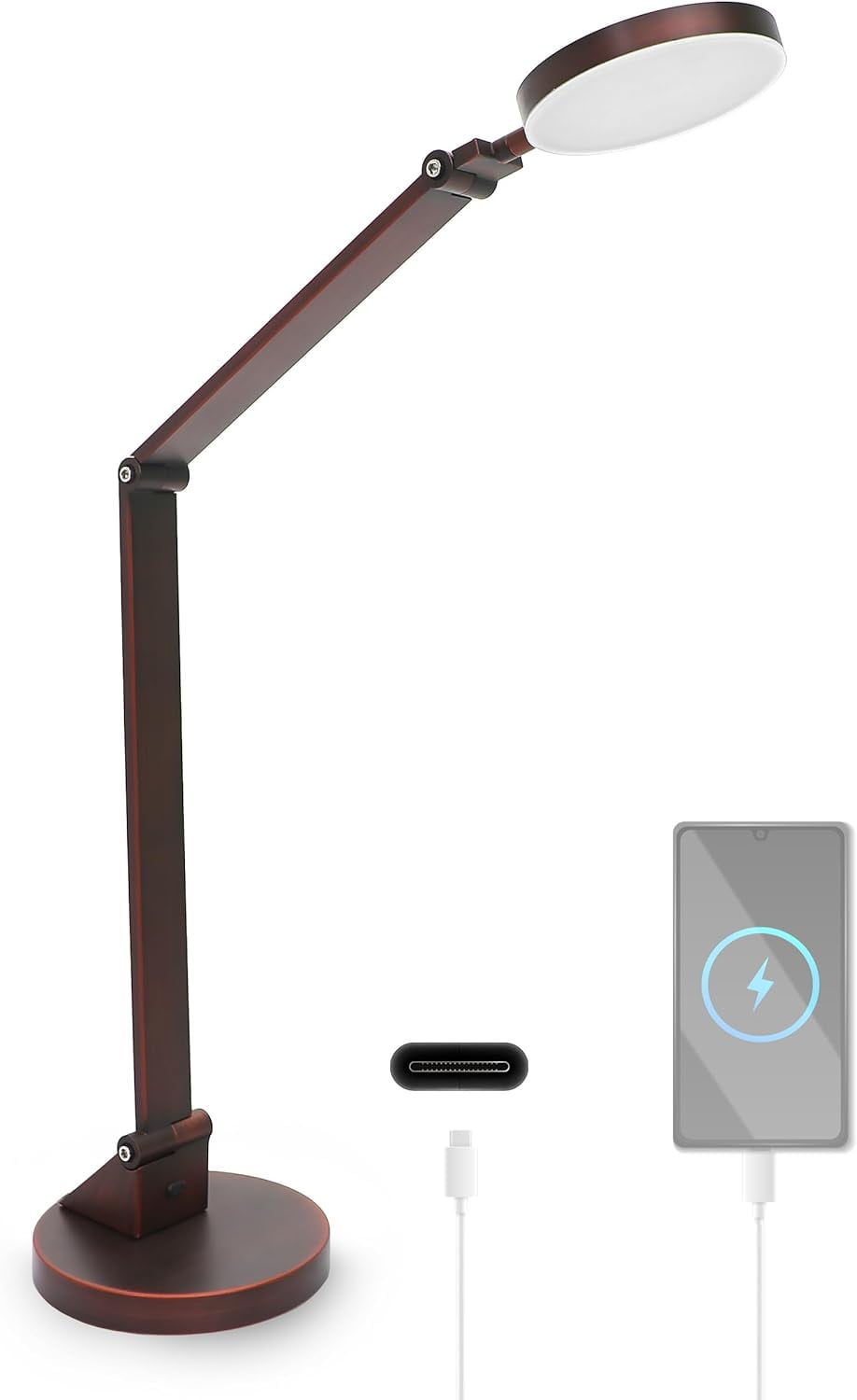 (New Model) LED Table Lamp with Round Base, Touch Control, 9W, Dimmable ...