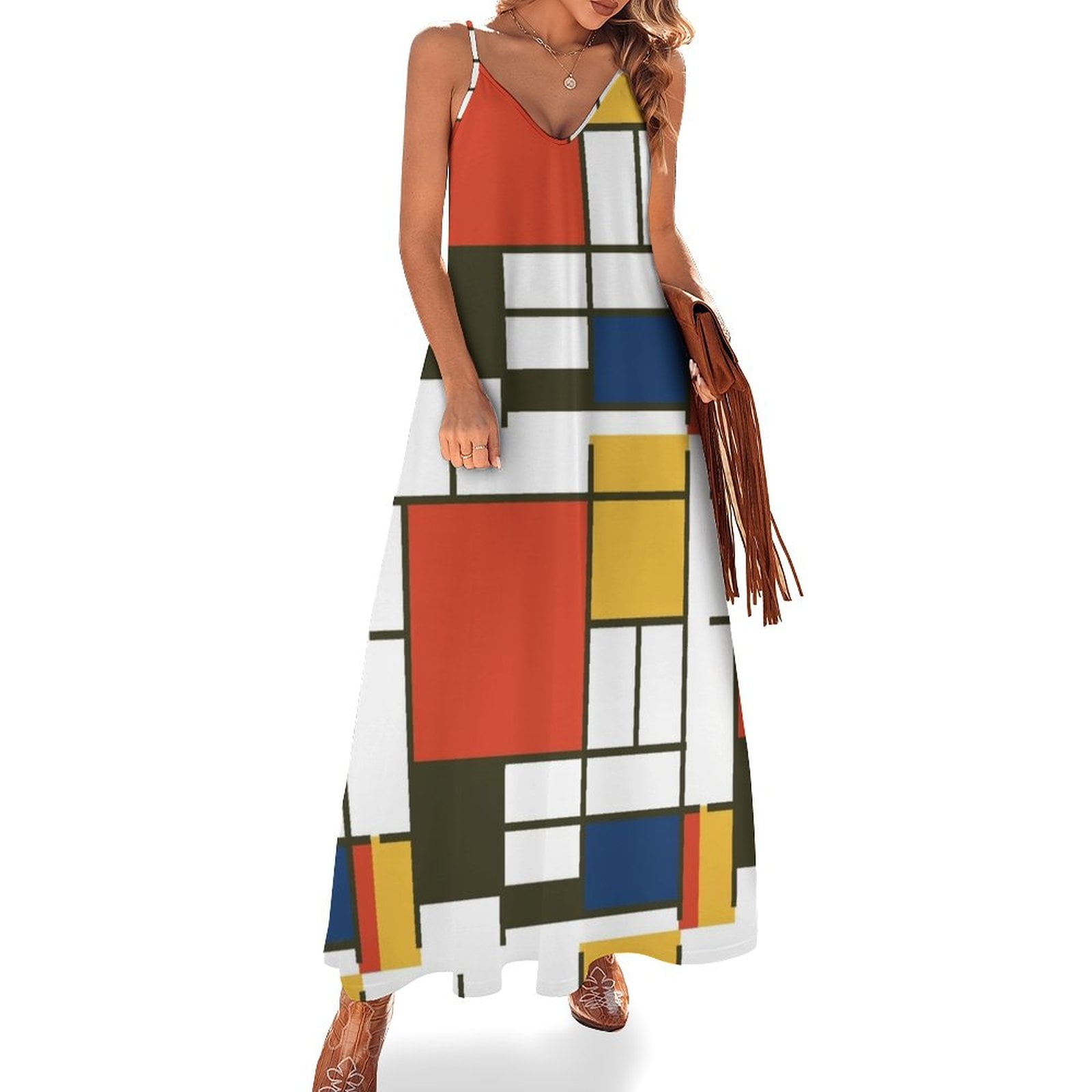 New Mondrian Square Pattern Sleeveless Dress Aesthetic clothing women ...