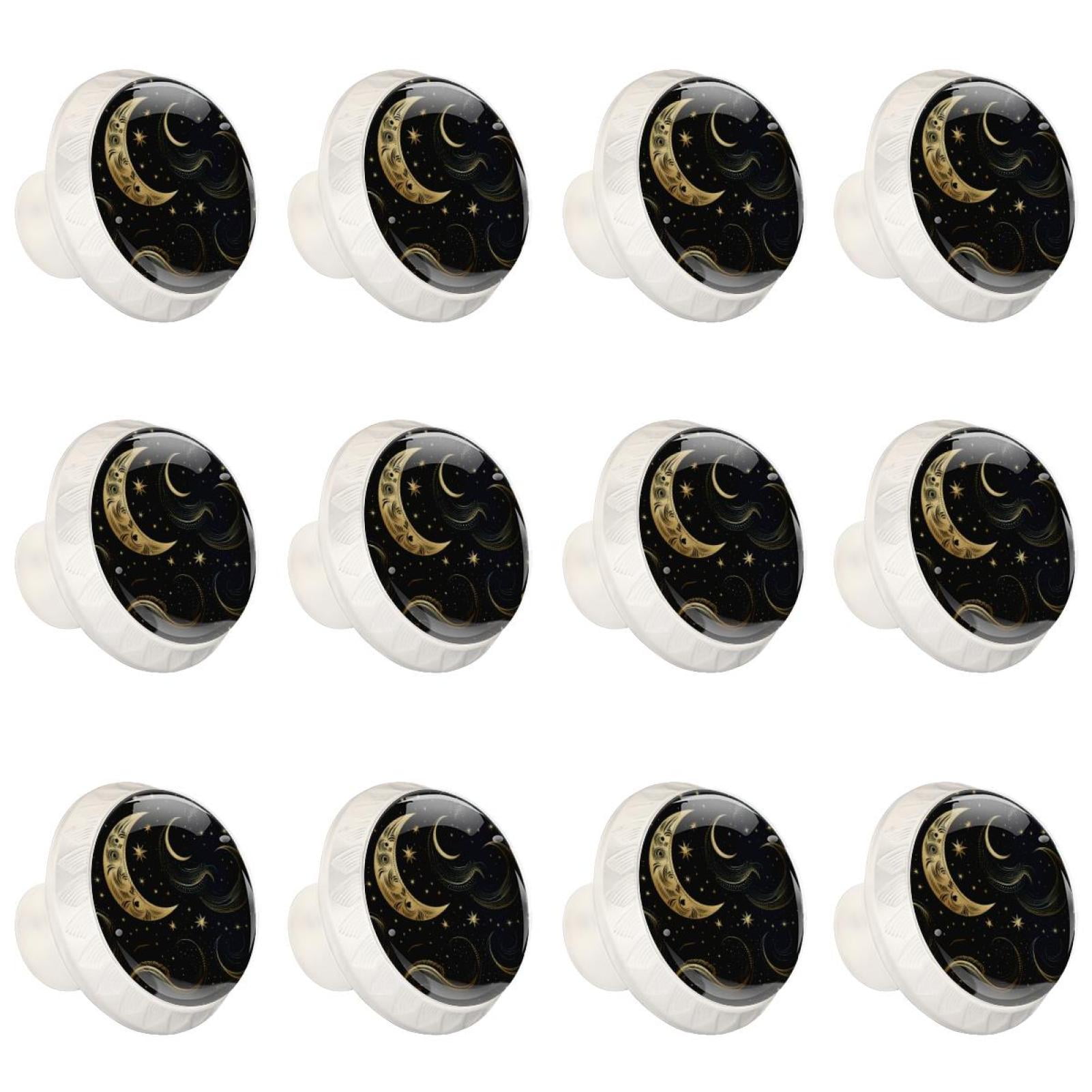 New Moon Symbol 12 Pcs White Round Drawer Pulls with Screws,ABS and ...