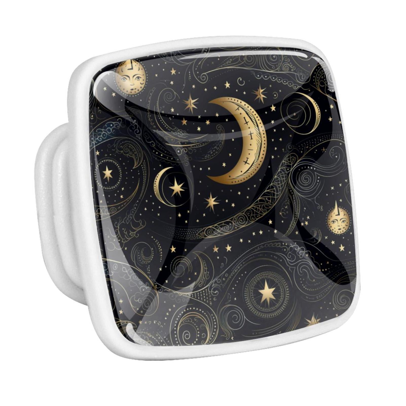 New Moon Symbol Fluorescent Drawer Pulls with Screws Square 4-Pack Glow ...