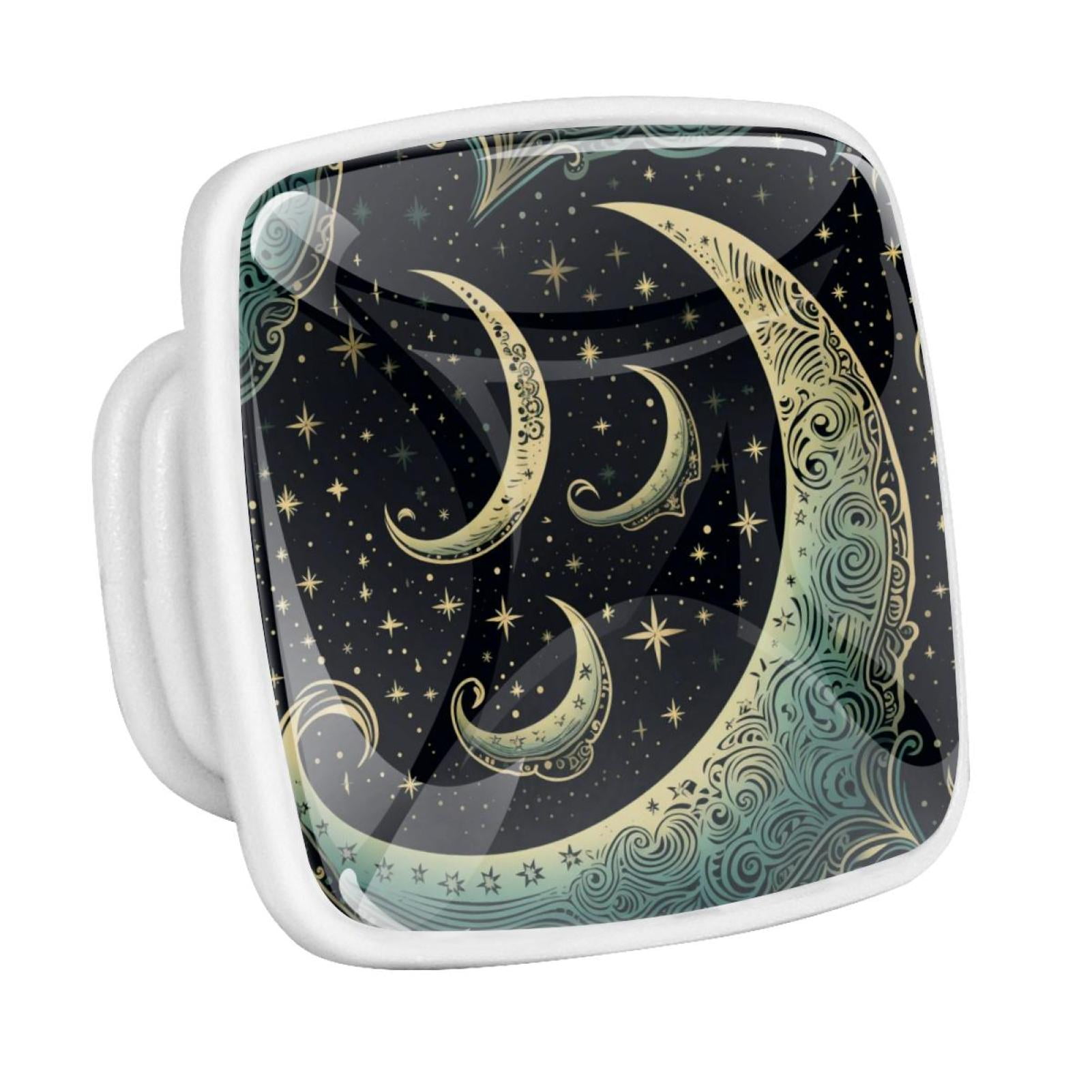 New Moon Symbol Fluorescent Drawer Pulls with Screws Square 4-Pack Glow ...