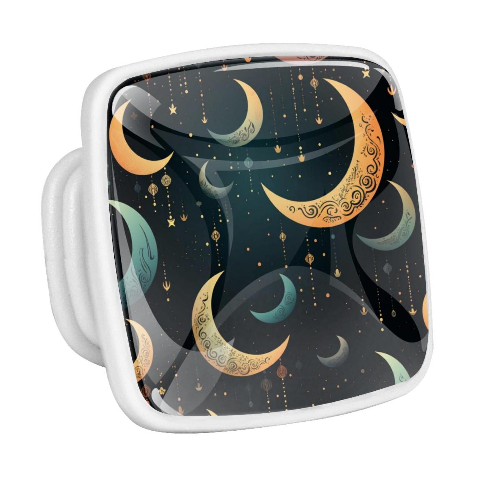 New Moon Symbol Fluorescent Drawer Pulls with Screws Square 4-Pack Glow ...