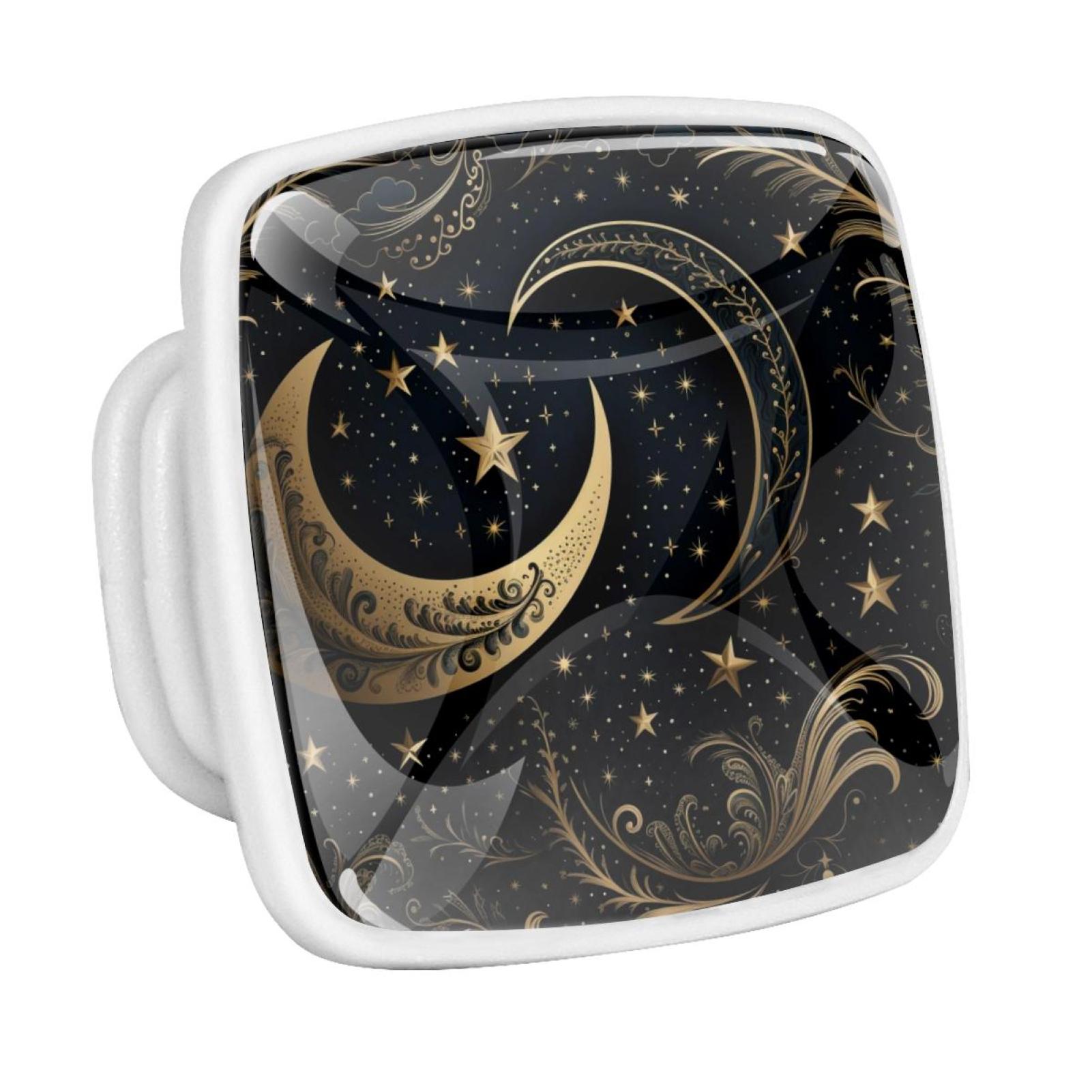 New Moon Symbol Fluorescent Drawer Pulls with Screws Square 4-Pack Glow ...