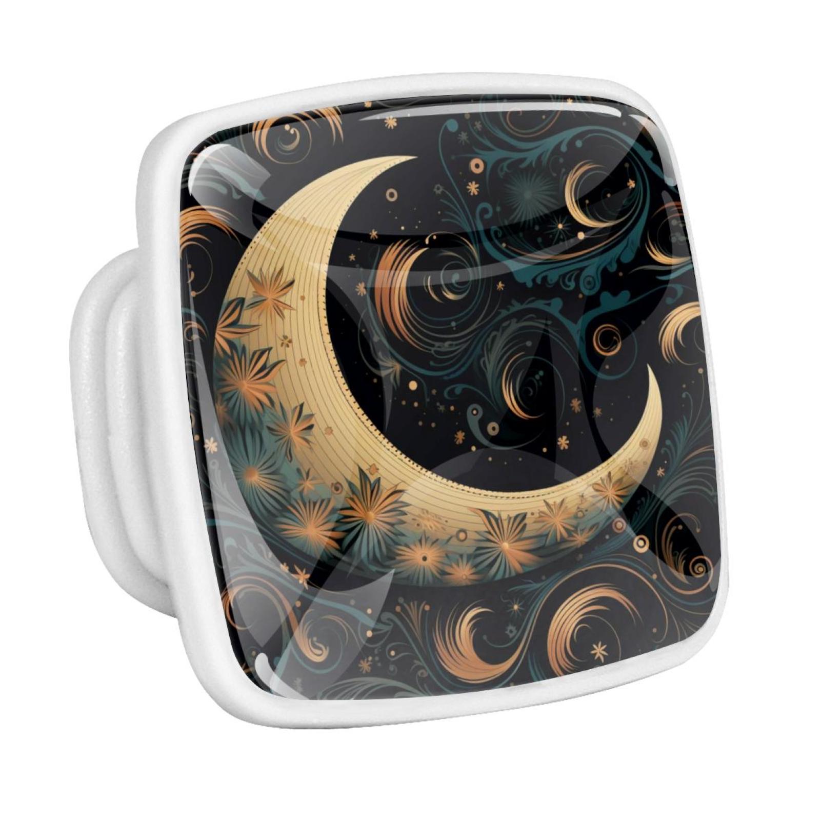 New Moon Symbol Fluorescent Drawer Pulls with Screws Square 4-Pack Glow ...