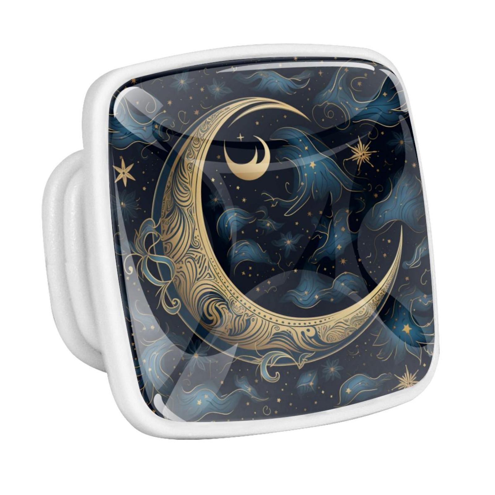 New Moon Symbol Fluorescent Drawer Pulls with Screws Square 4-Pack Glow ...