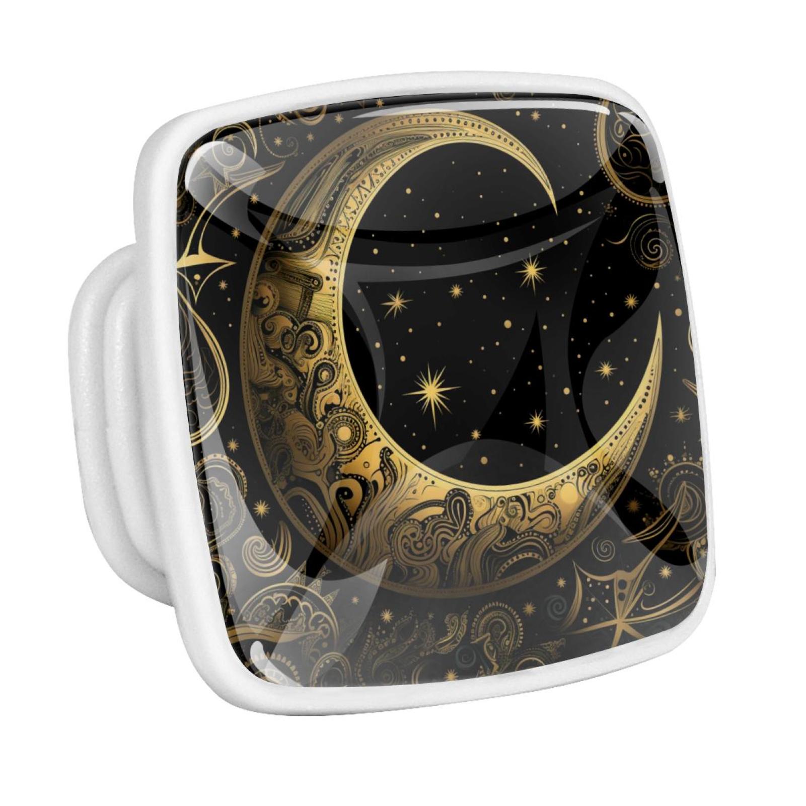 New Moon Symbol Fluorescent Drawer Pulls with Screws Square 4-Pack Glow ...