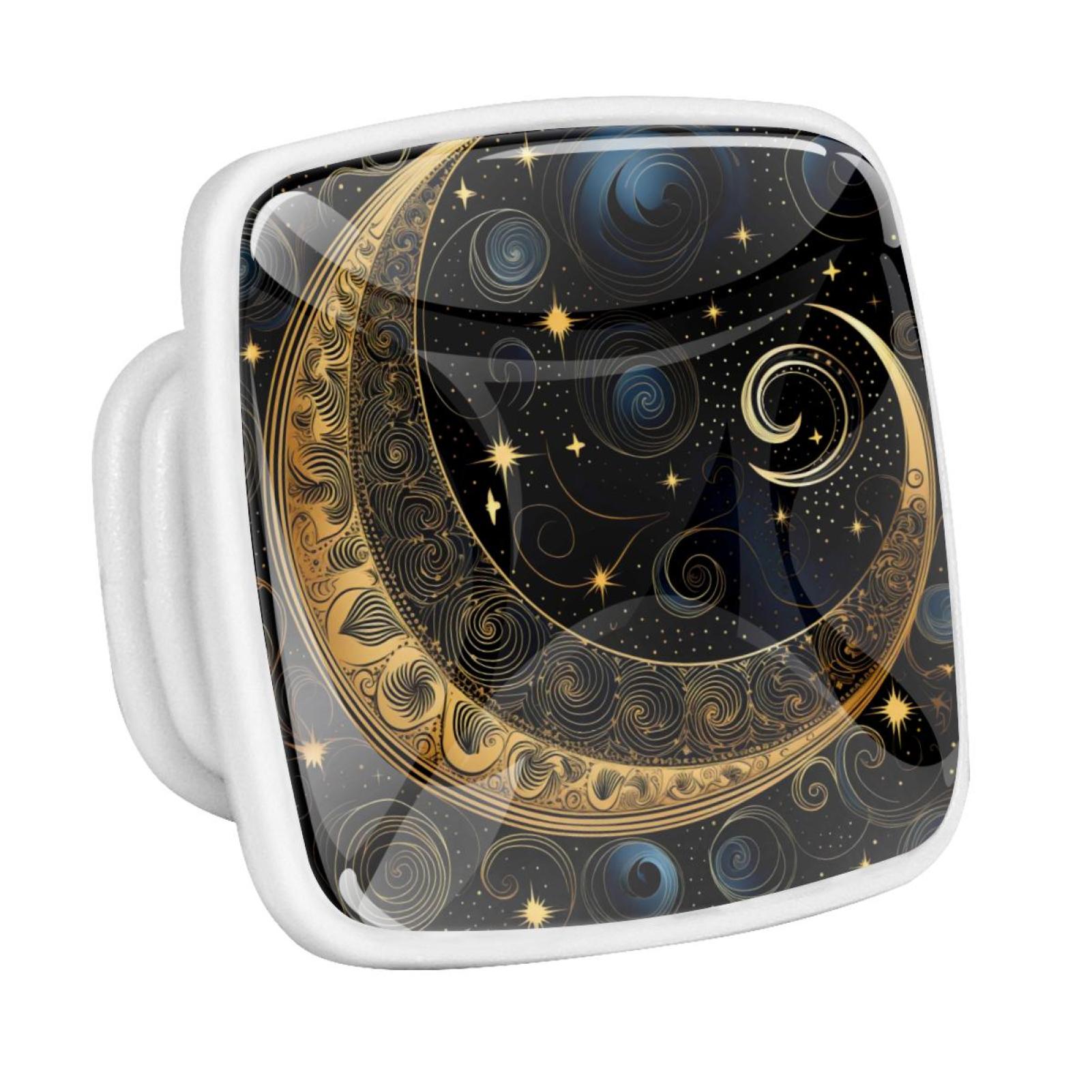 New Moon Symbol Fluorescent Drawer Pulls with Screws Square 4-Pack Glow ...