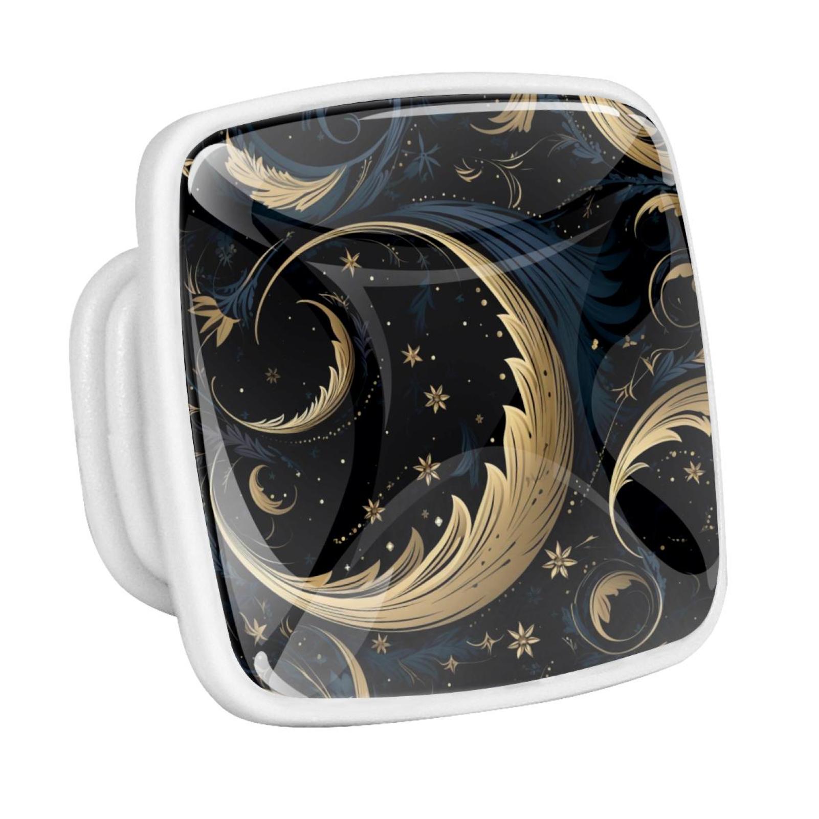 New Moon Symbol Fluorescent Drawer Pulls with Screws Square 4-Pack Glow ...