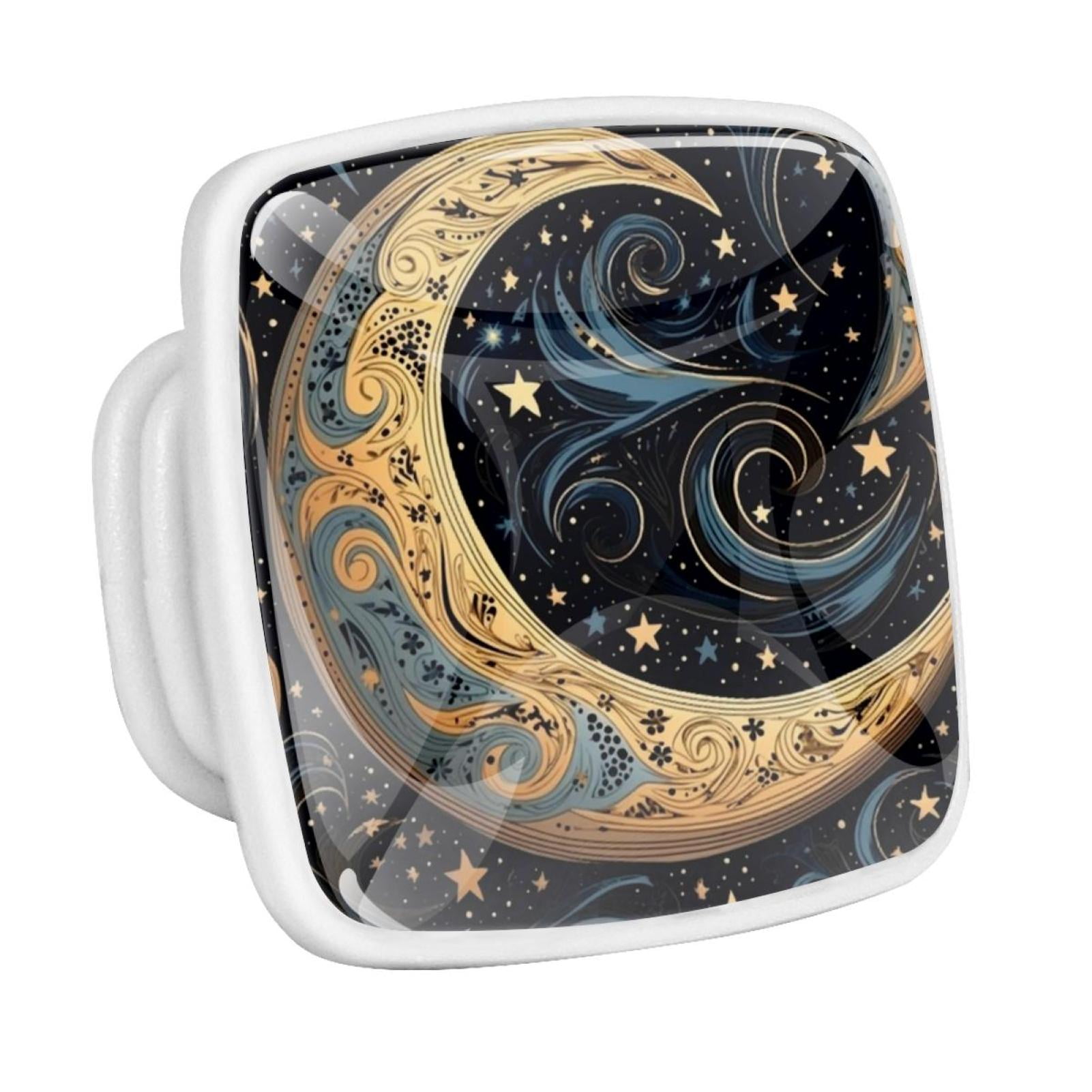 New Moon Symbol Fluorescent Drawer Pulls with Screws Square 4-Pack Glow ...