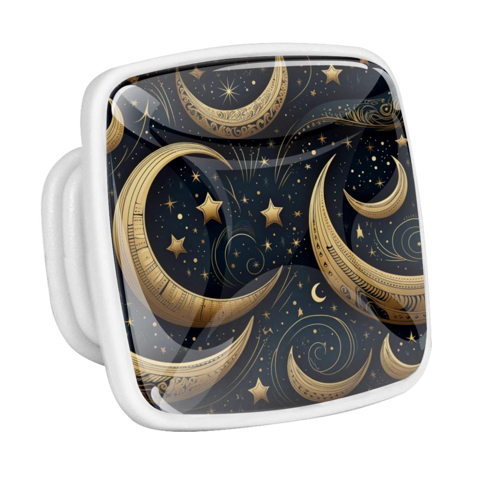 New Moon Symbol Fluorescent Drawer Pulls with Screws Square 4-Pack Glow ...