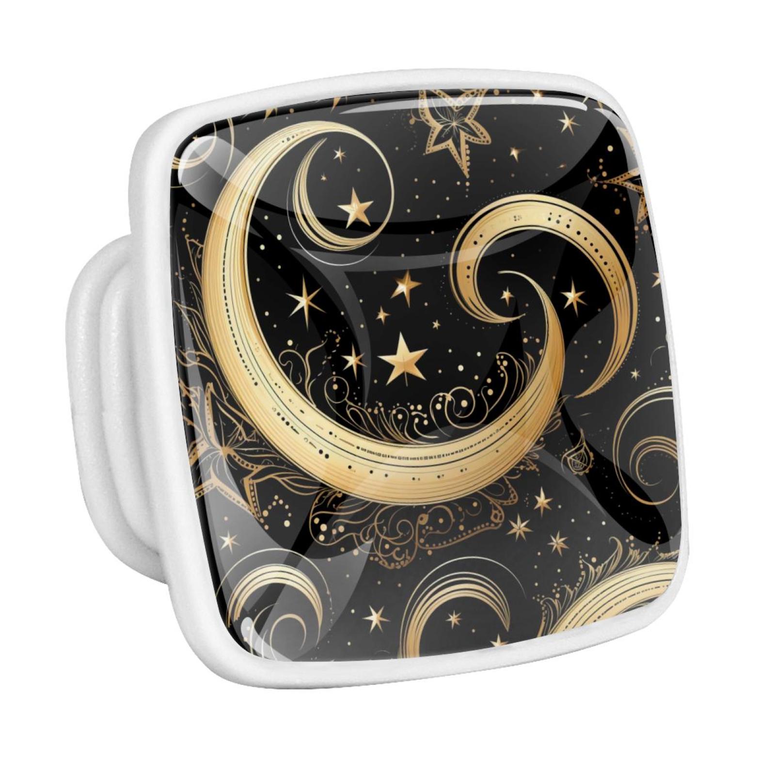 New Moon Symbol Fluorescent Drawer Pulls with Screws Square 4-Pack Glow ...