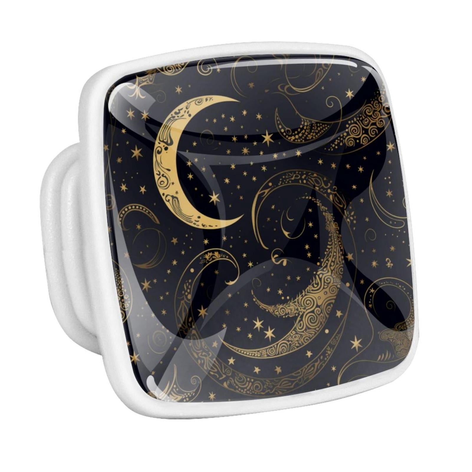 New Moon Symbol Fluorescent Drawer Pulls with Screws Square 4-Pack Glow ...