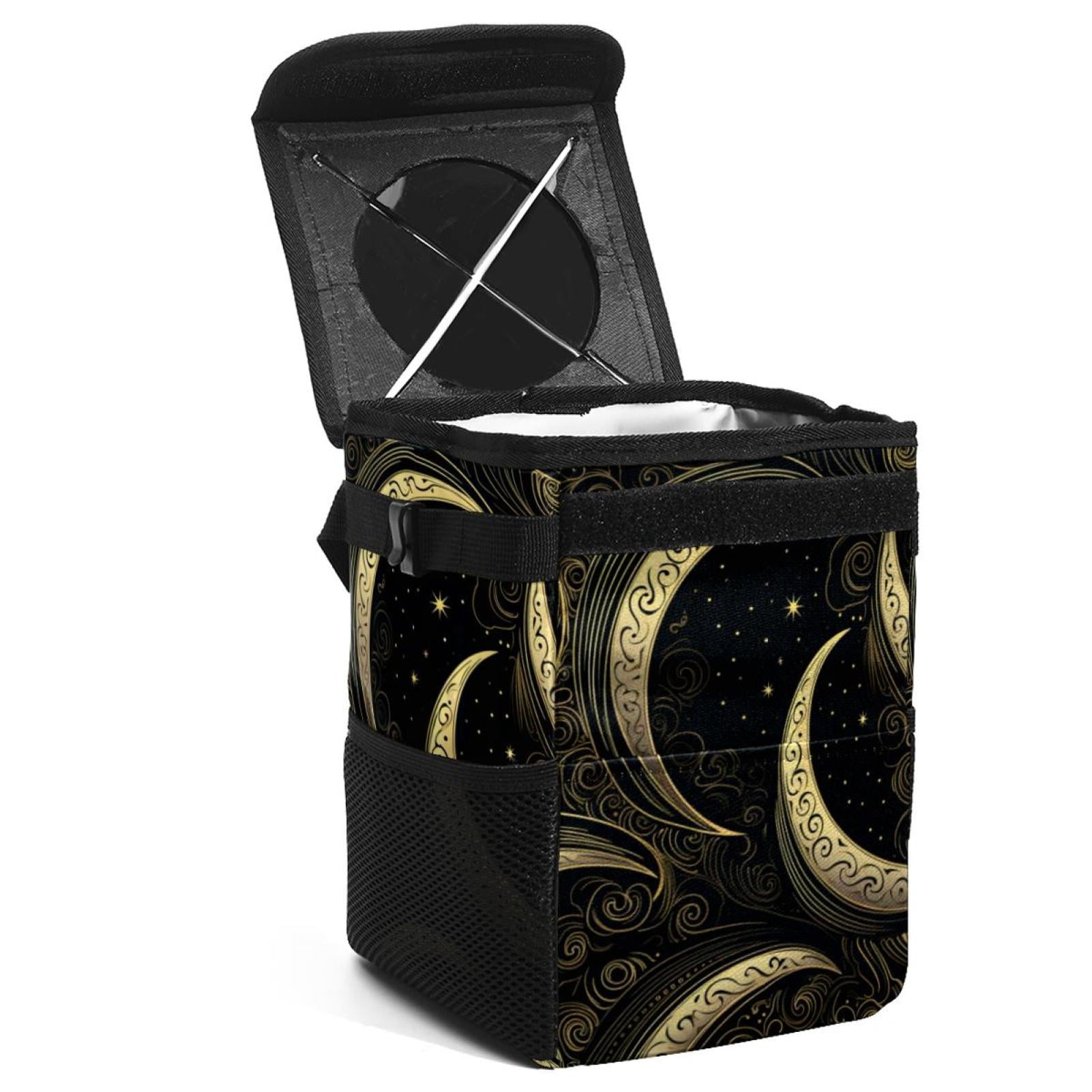 New Moon Symbol Foldable Car Trash Can with Lid, Leak-Proof Mini Trash ...