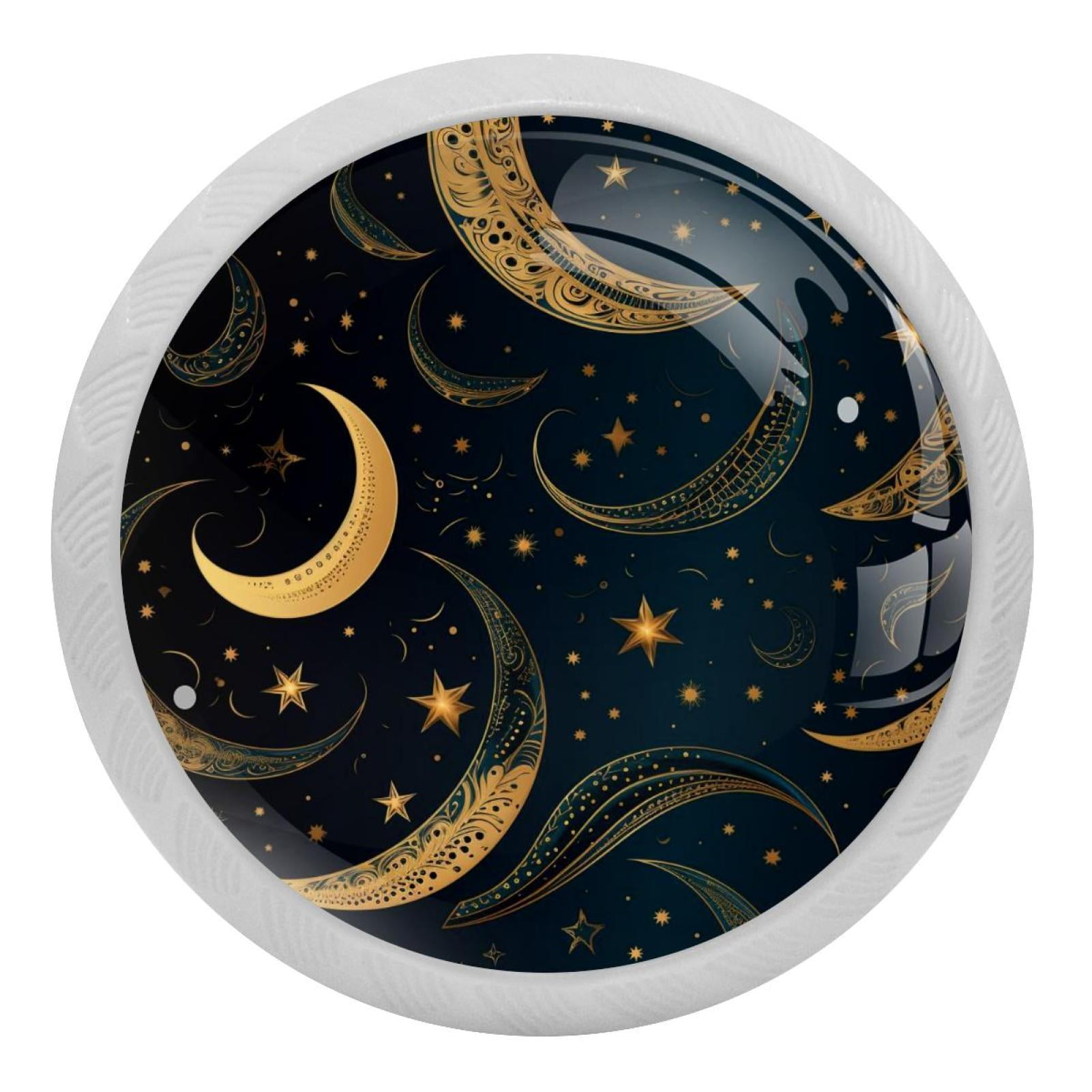 New Moon Symbol Pattern 4PCS Cabinet Knobs Pulls Fluorescent Drawer ...