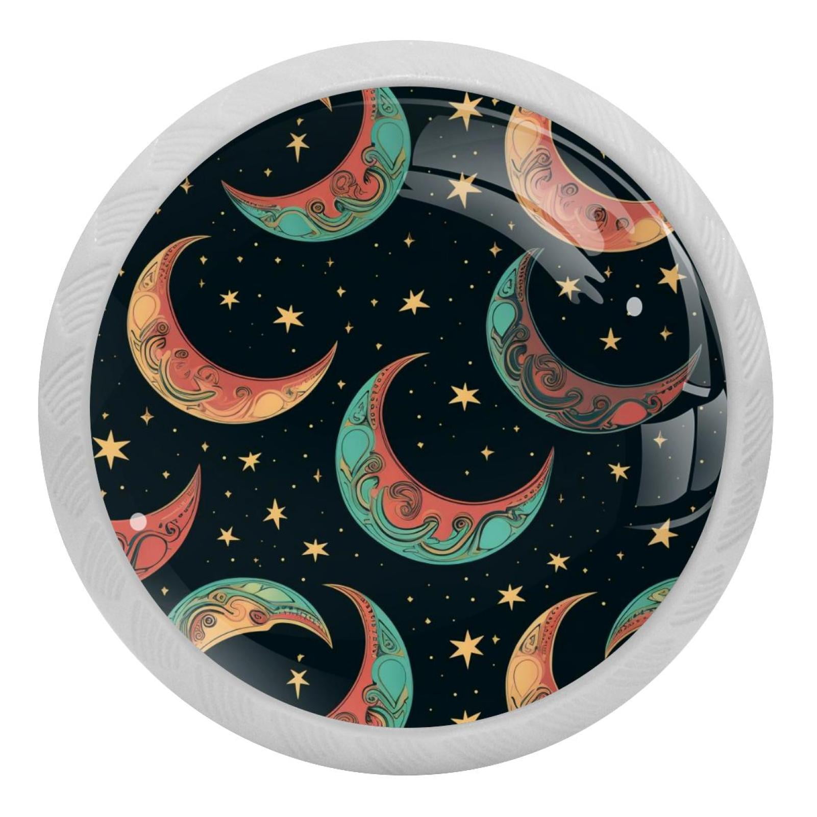 New Moon Symbol Pattern 4PCS Cabinet Knobs Pulls Fluorescent Drawer ...