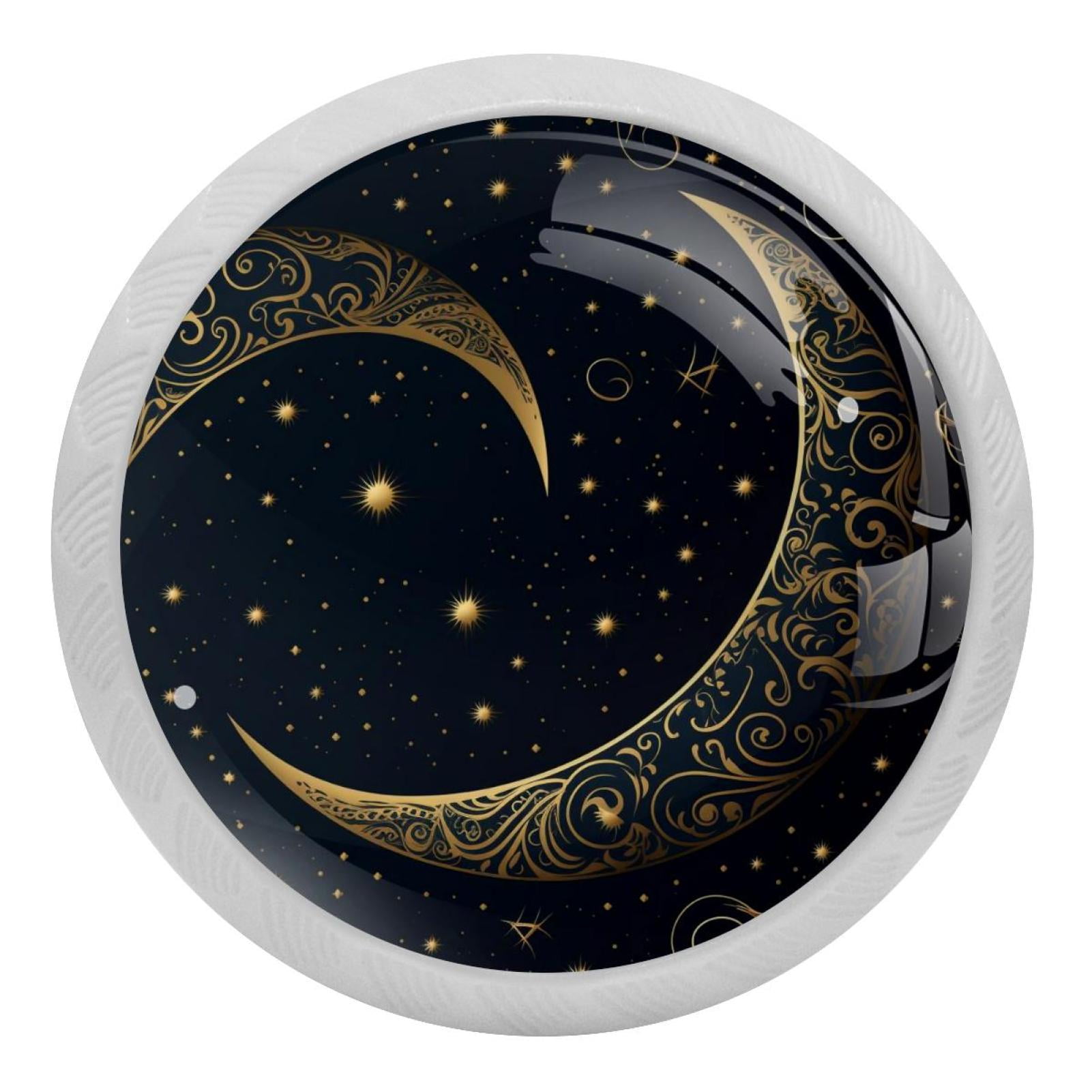 New Moon Symbol Pattern 4PCS Cabinet Knobs Pulls Fluorescent Drawer ...