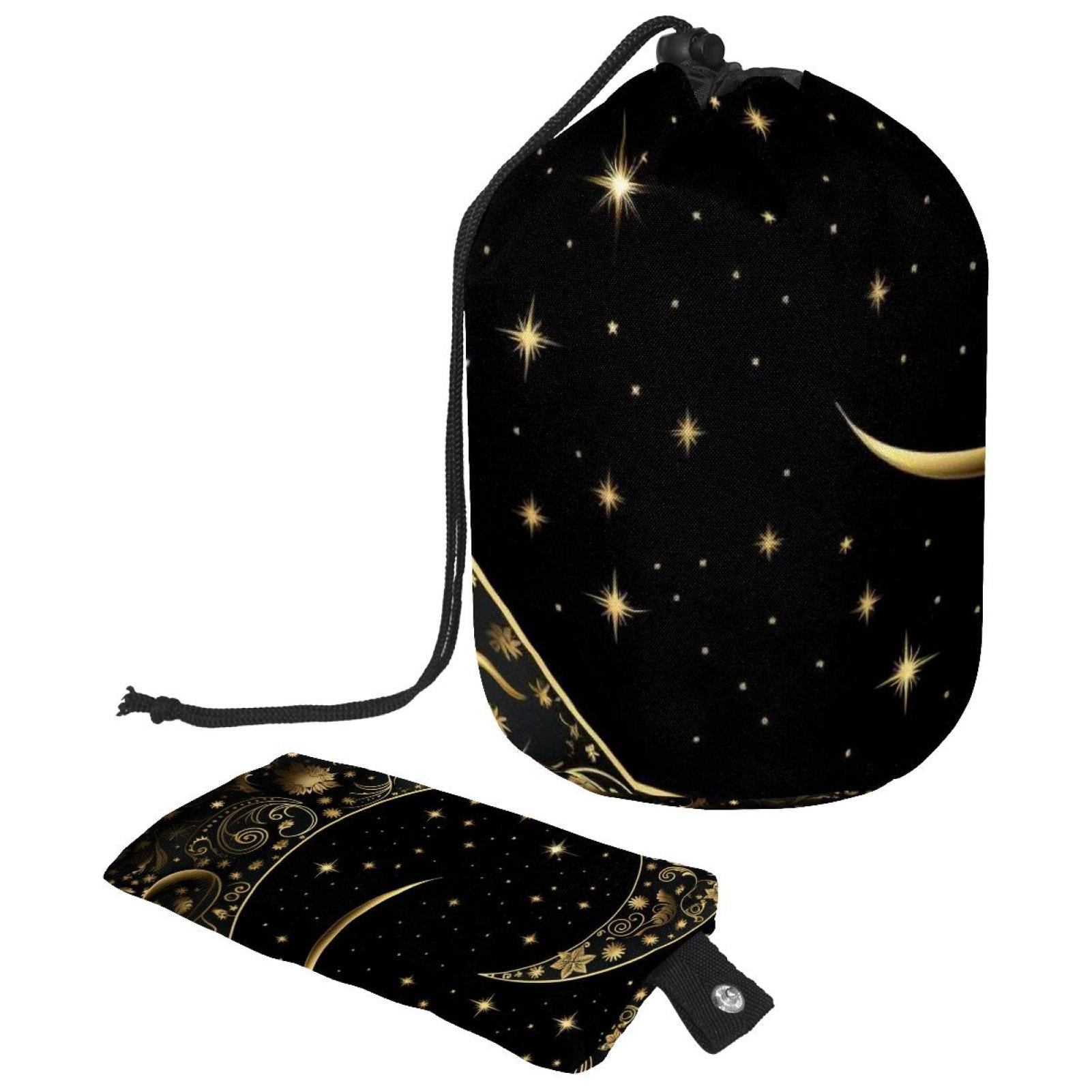 New Moon Symbol Portable Drawstring Foldable Travel Wash Bag with Mesh ...