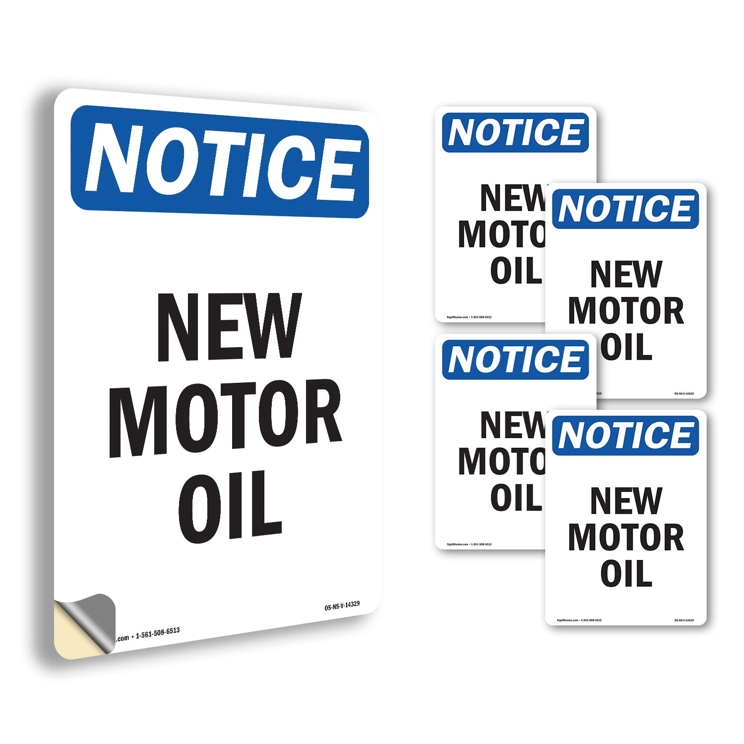 New Motor Oil OSHA Notice Vinyl Decal Label 5 Inch x 3.5 Inch - 5 Pack ...