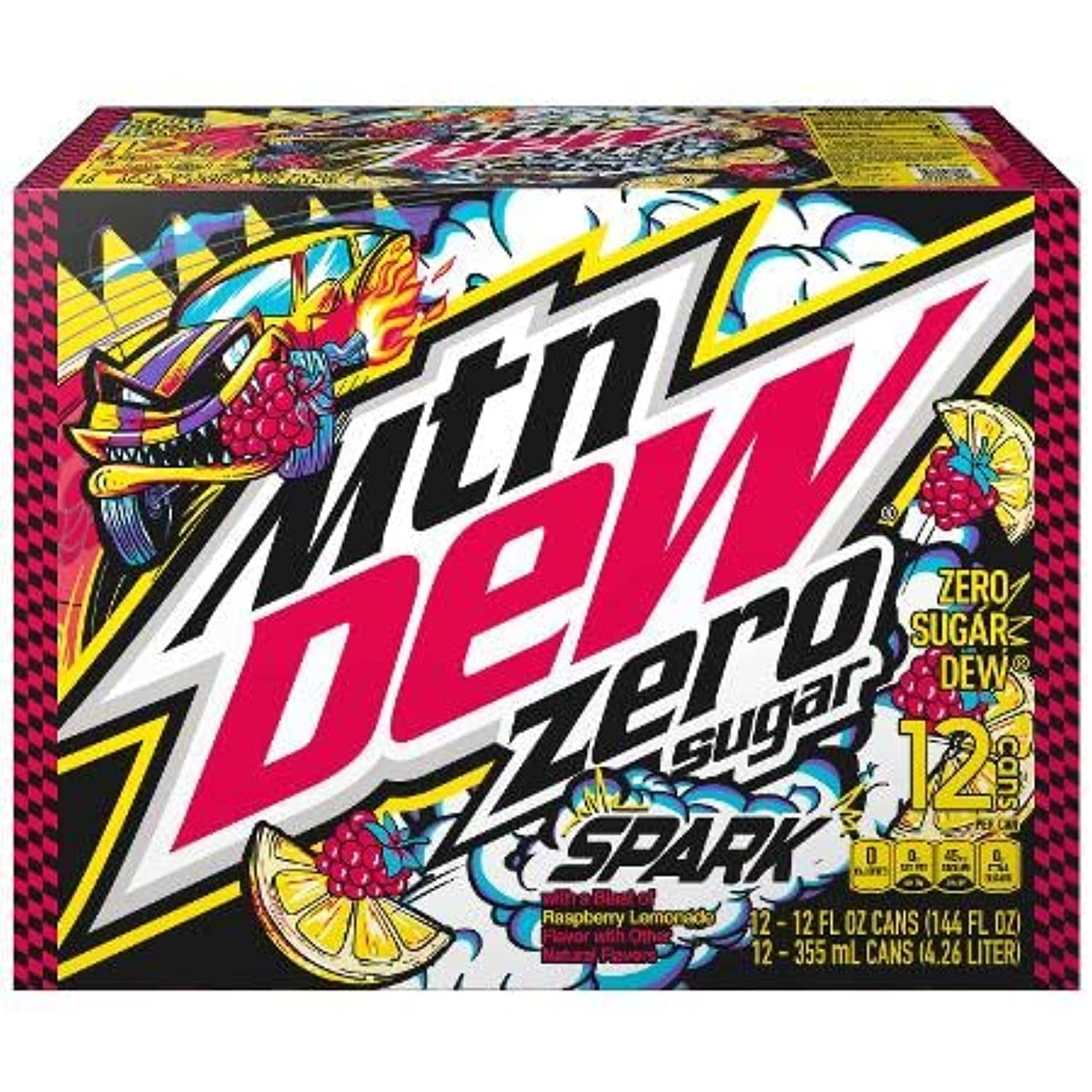 New Mountain Dew Zero Spark Raspberry Lemonade, 12Fl Oz Can, 12 Count ...