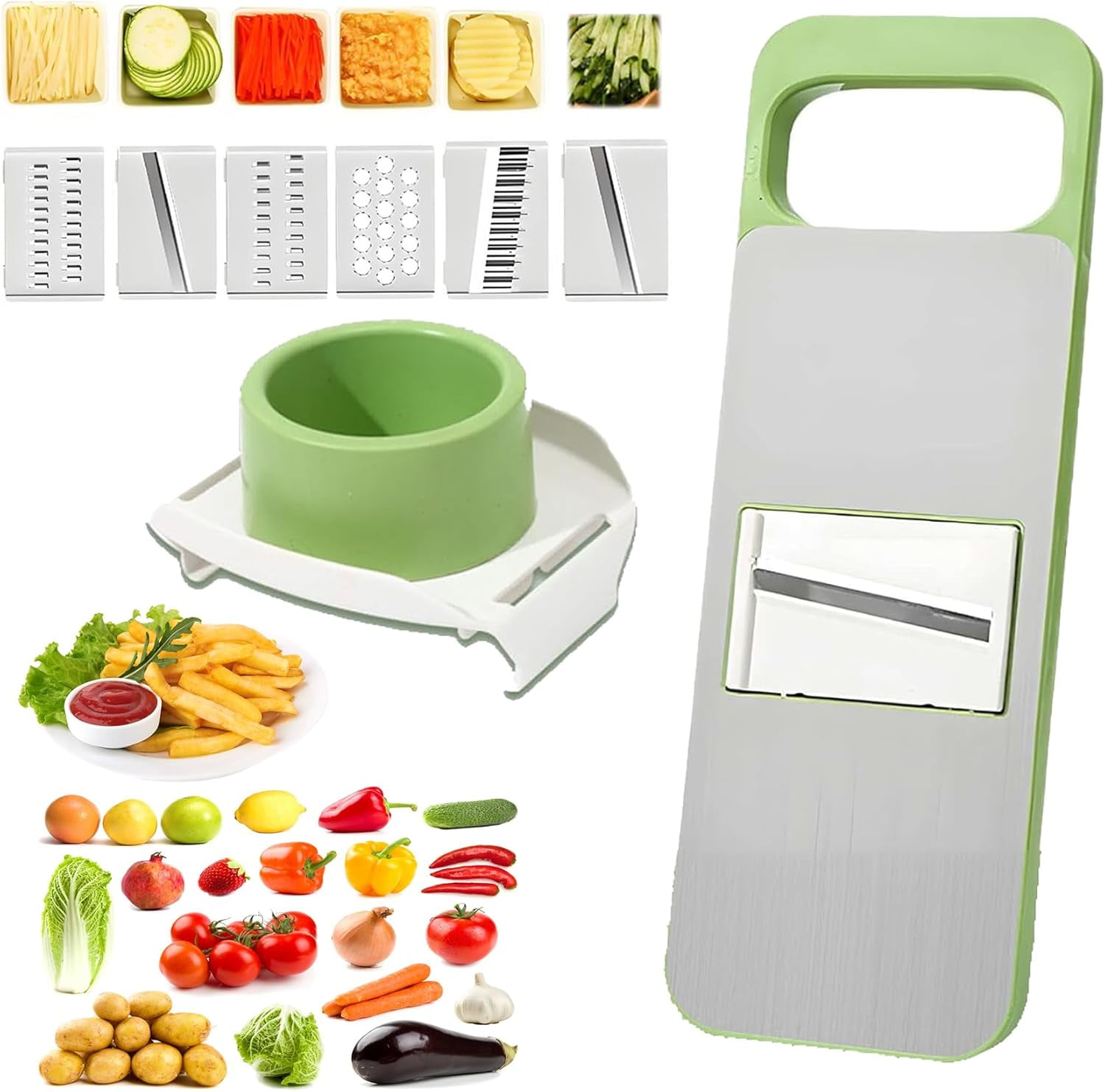New Multifunctional Vegetable Cutter, 6 Blades Portable Mandoline ...