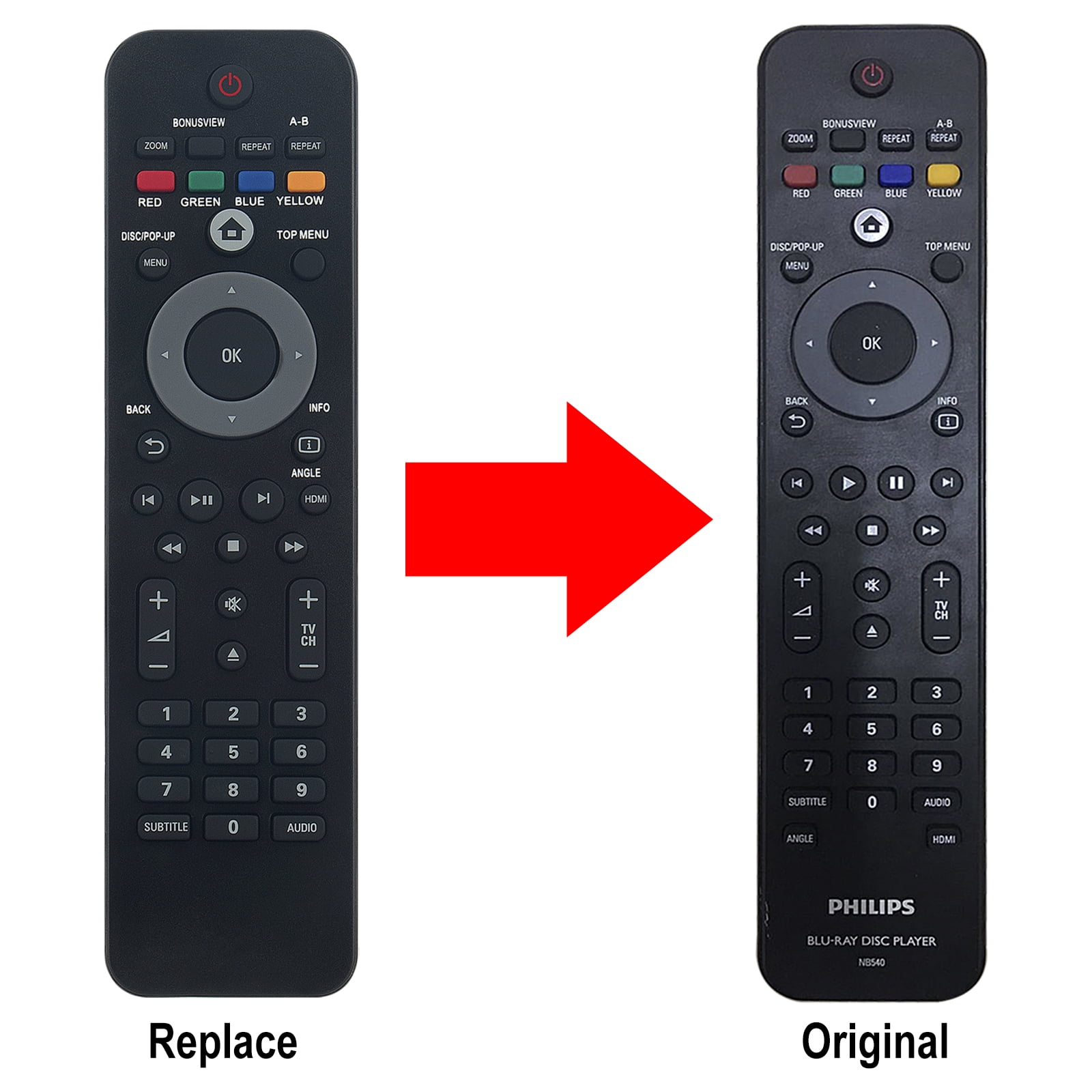 New NB540 Replace remote control fit for Philips Blu-ray Disc Player ...