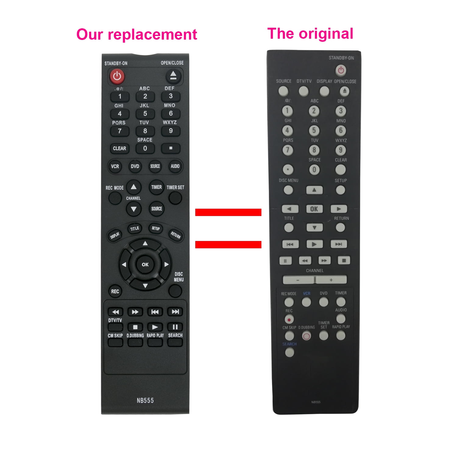 PerFascin NB555 Substitute NB552 Remote Control, Magnavox DVD VCR Zv450mw8 Zv450mw8a, Fast ...