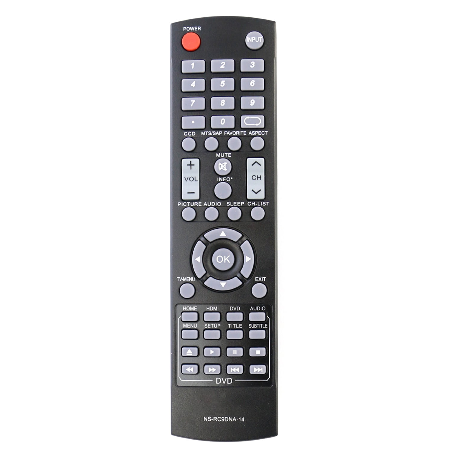 NS-RC9DNA-14 Remote Control for Insignia DVD TV Combo 20"-32" LED ...