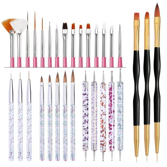 New Nail Art Brush Set, Glitter Liner & Dotting Pen Kit, Black & Gold ...