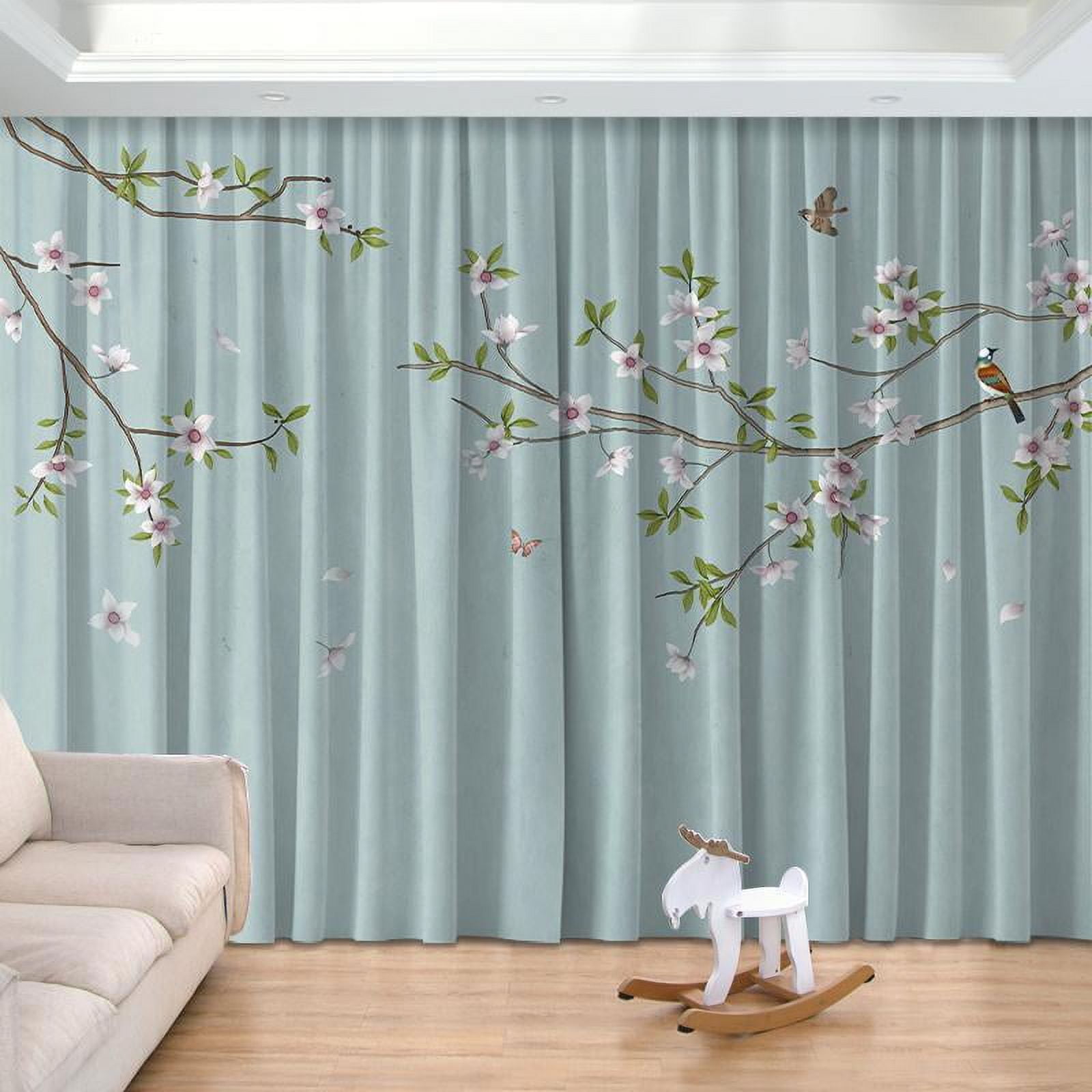 New National Style Zen Ink Bamboo Semi-shade Print Curtain Hook Type ...