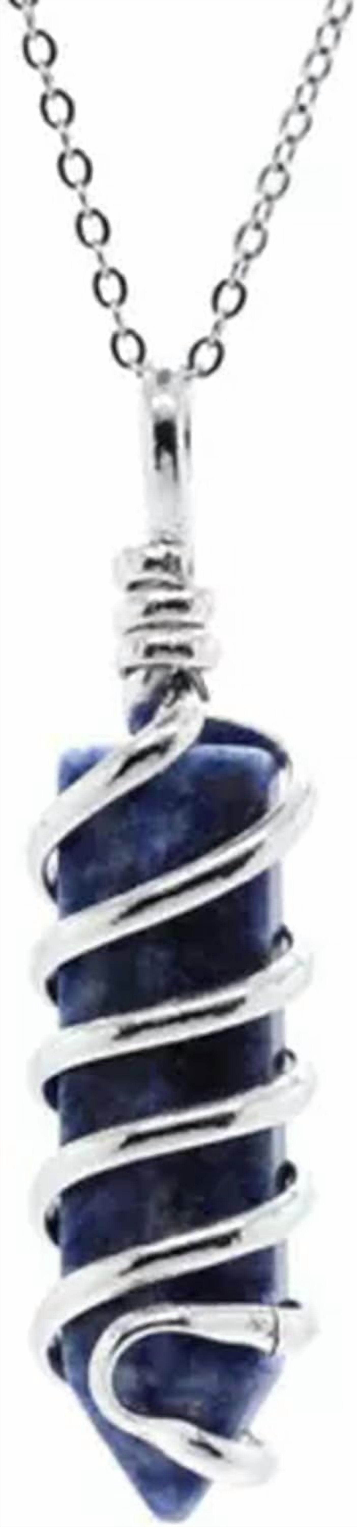 New Natural Stone Spiral Wound Pendant Necklace Pendulum -Lapis[k410 ...
