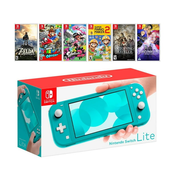 New Nintendo Switch Lite Turquoise Console Bundle with 6 Games: Zelda ...