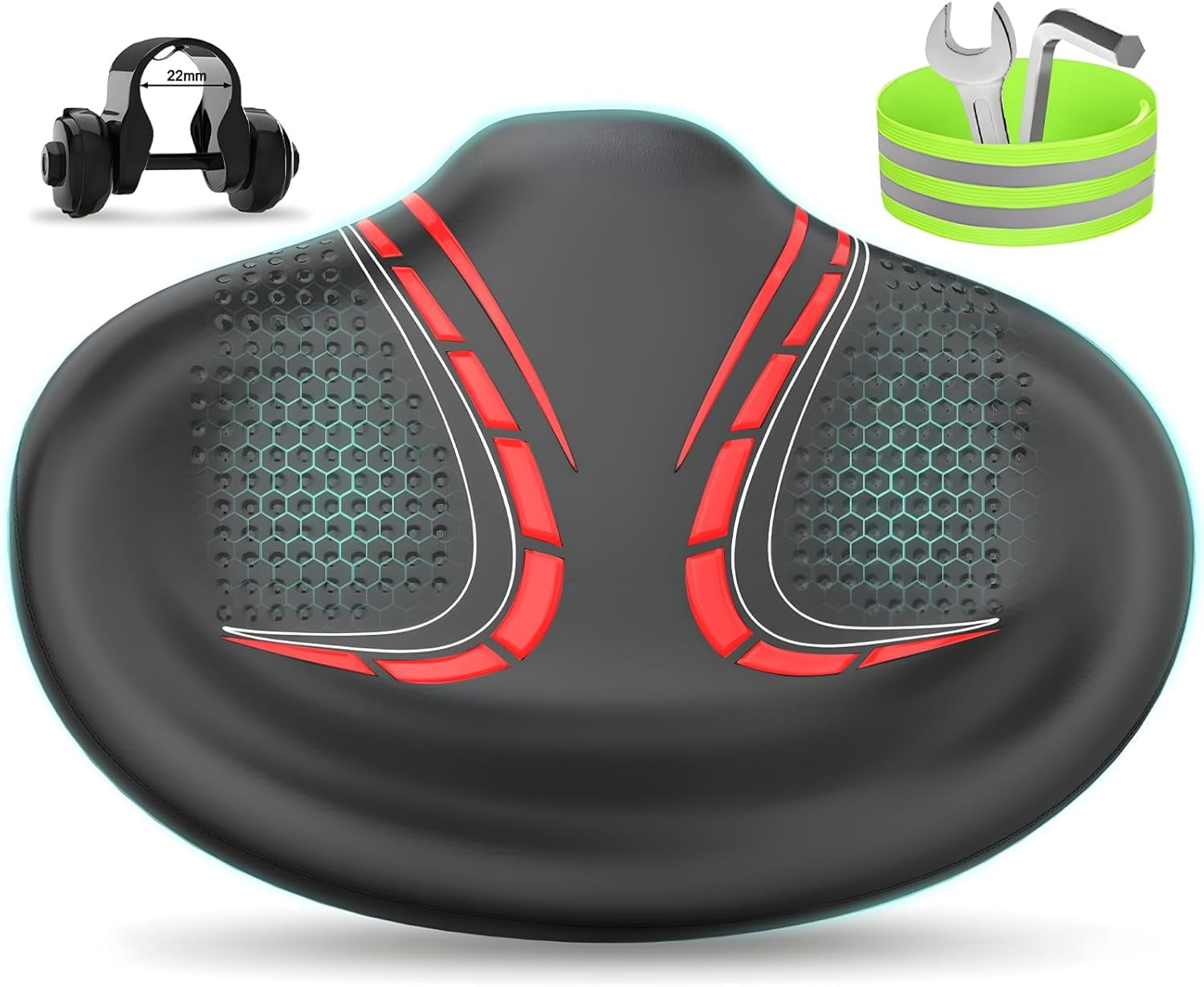 New Noseless Oversized Bike Seat, Wide Bicycle Saddle Novel Backrest ...