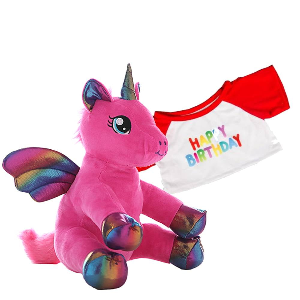 New Nova the Pink Winged Unicorn 16-inch Plush Toy with Happy Birthday ...