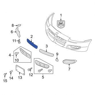New OEM Front Right Upper Grille Fits, 2001-2002 Dodge Stratus - Part ...