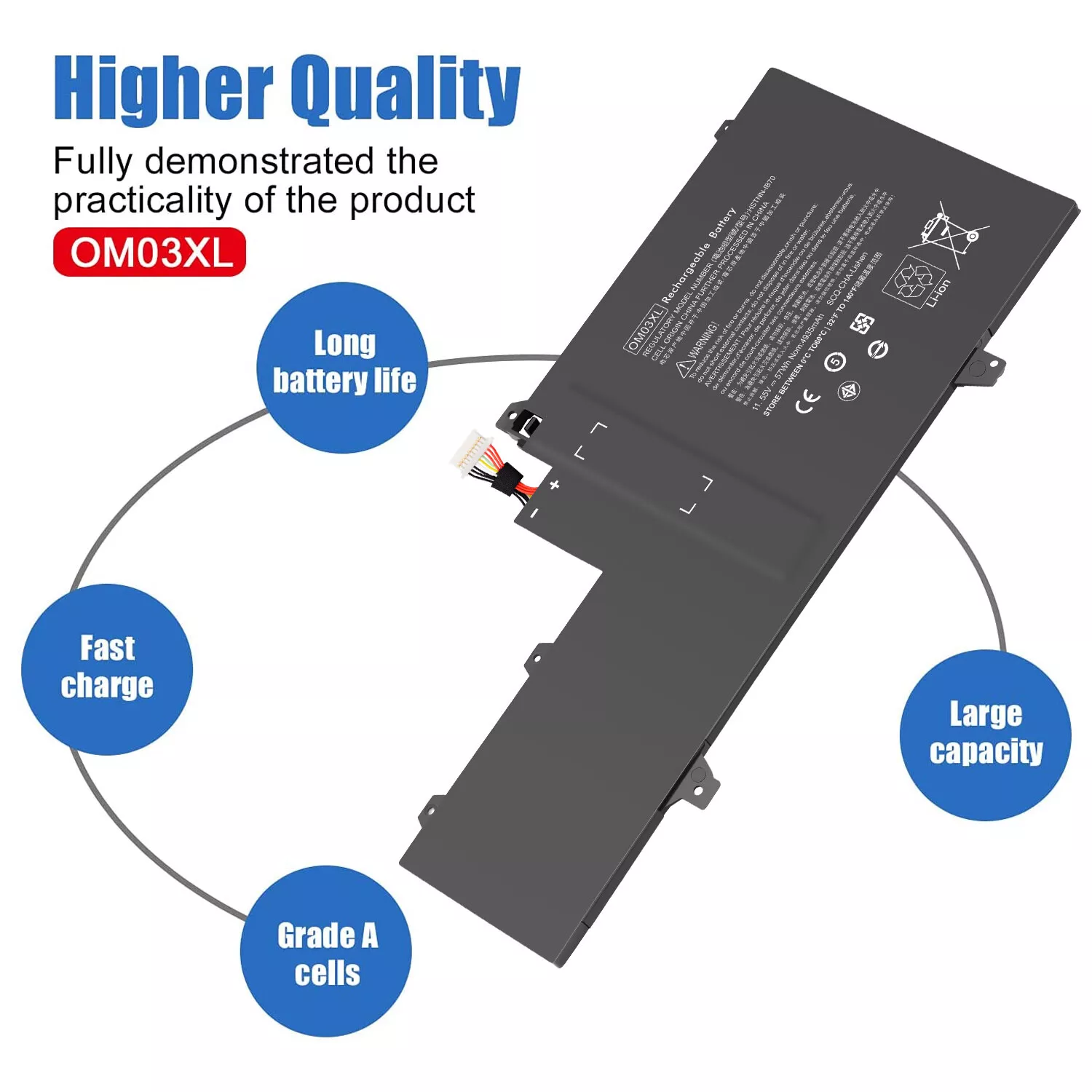 New OM03XL Battery For HP EliteBook X360 1030 G2 Series HSTNN-IB70 ...