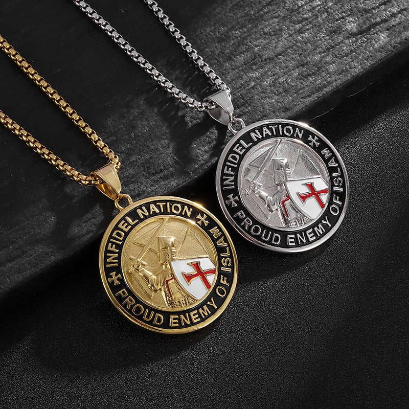 New Onlysda Cool Men's Pendant 14K Yellow Gold Red Armor Shield Knight ...