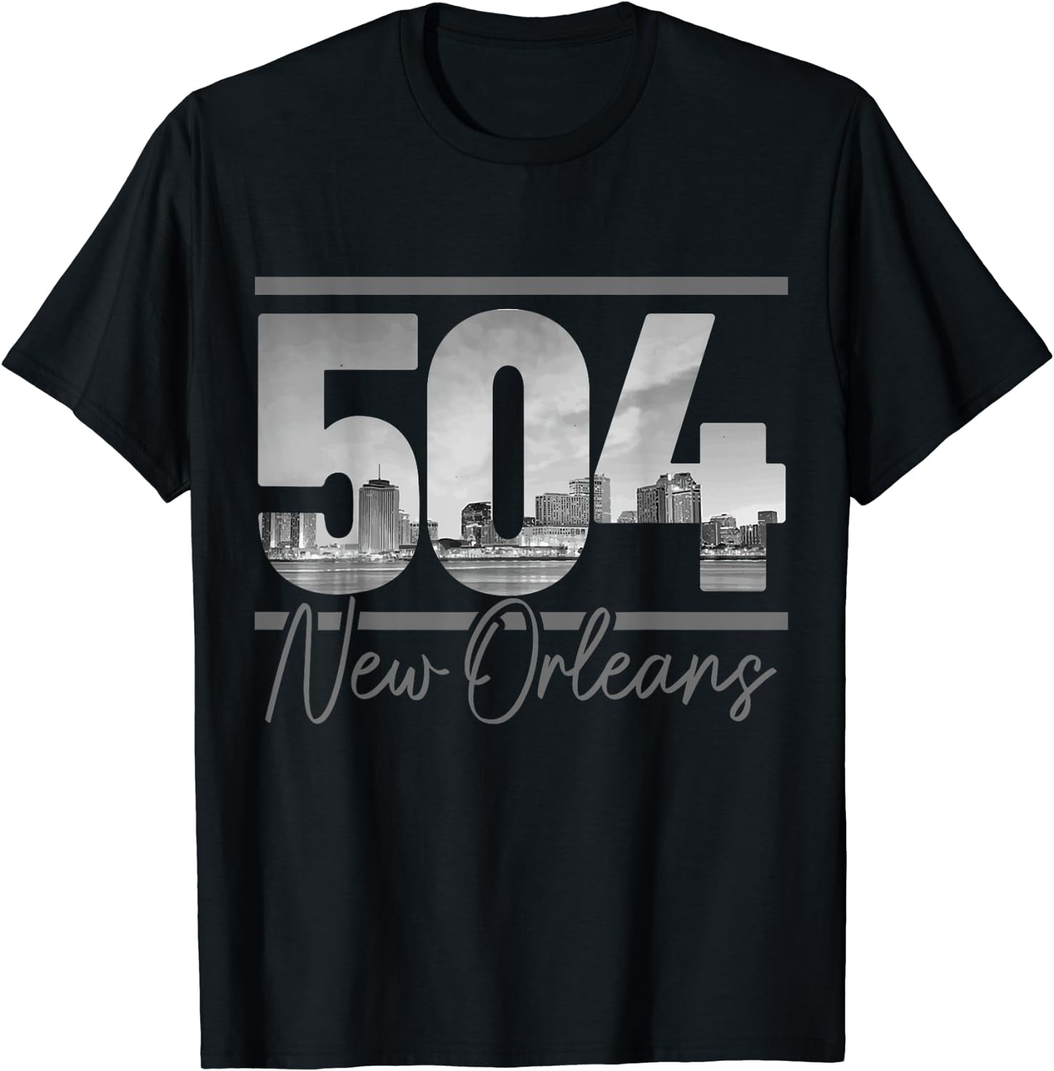 New Orleans 504 Area Code Skyline Louisiana Vintage T-Shirt Black Large ...