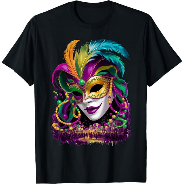 New Orleans Beads Mask 2025 Women Girls Festival Tee Women’s Shirt ...