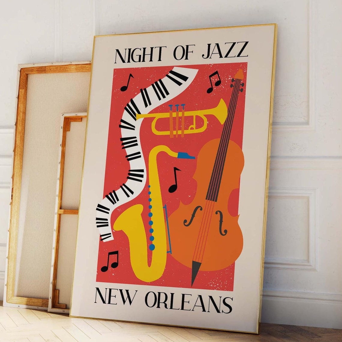 New Orleans Jazz Print, Art, Red Jazz Music Wall Art, Night Of Jazz ...